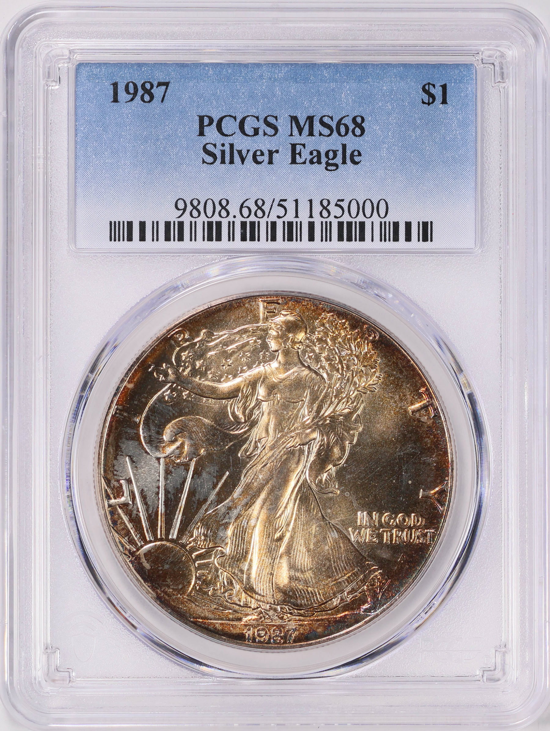 1987 $1 Silver Eagle PCGS MS-68 (Toned) (Item 1730491 ...