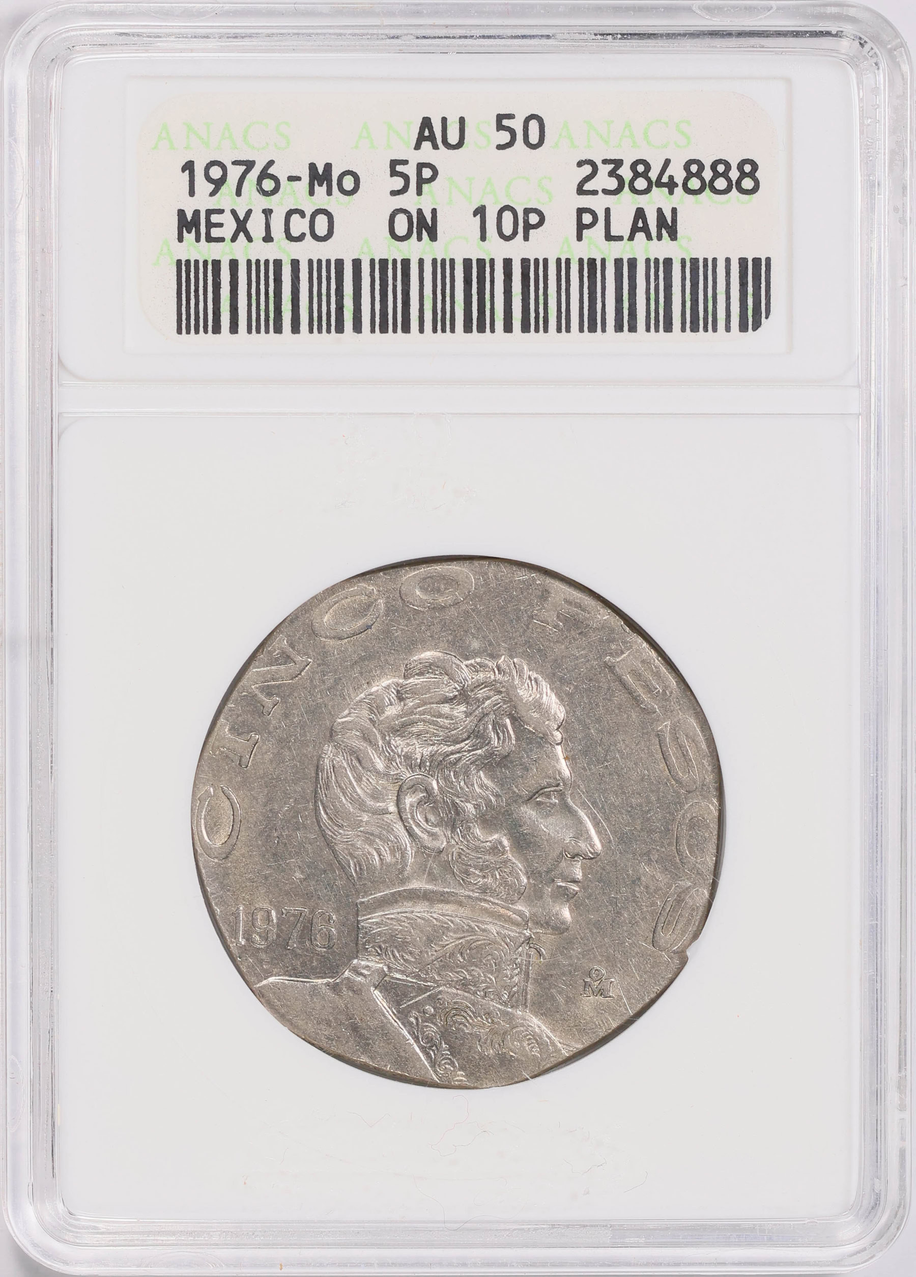 Mexico Mint Error 1976-Mo 5 Pesos Struck on 10 Pesos Planchet ANACS AU-50 OH (Item 1730546 ...