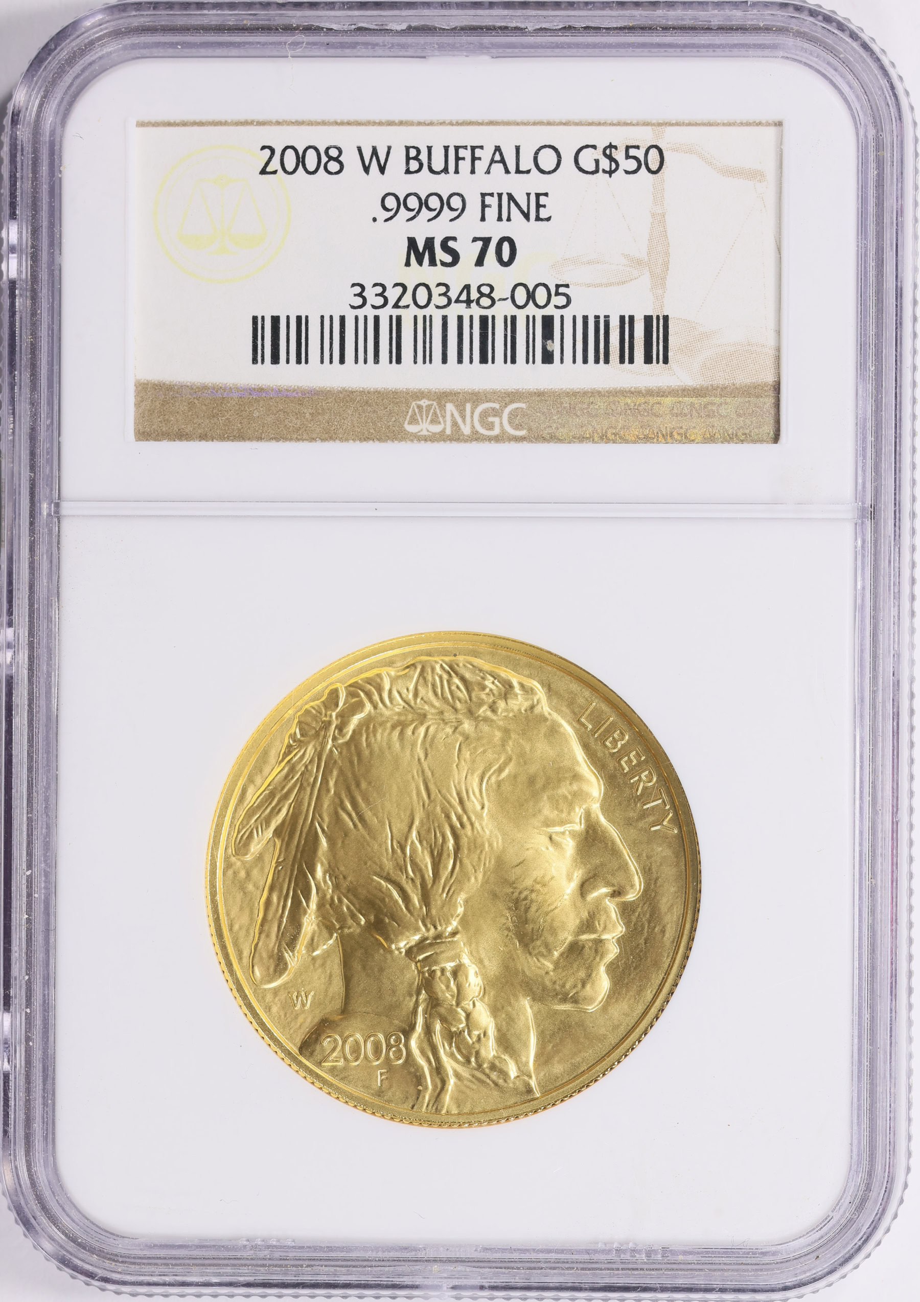 2008-W $50 One-Ounce Gold American Buffalo NGC MS-70 (Item 1730556) | GreatCollections Coin Auctions
