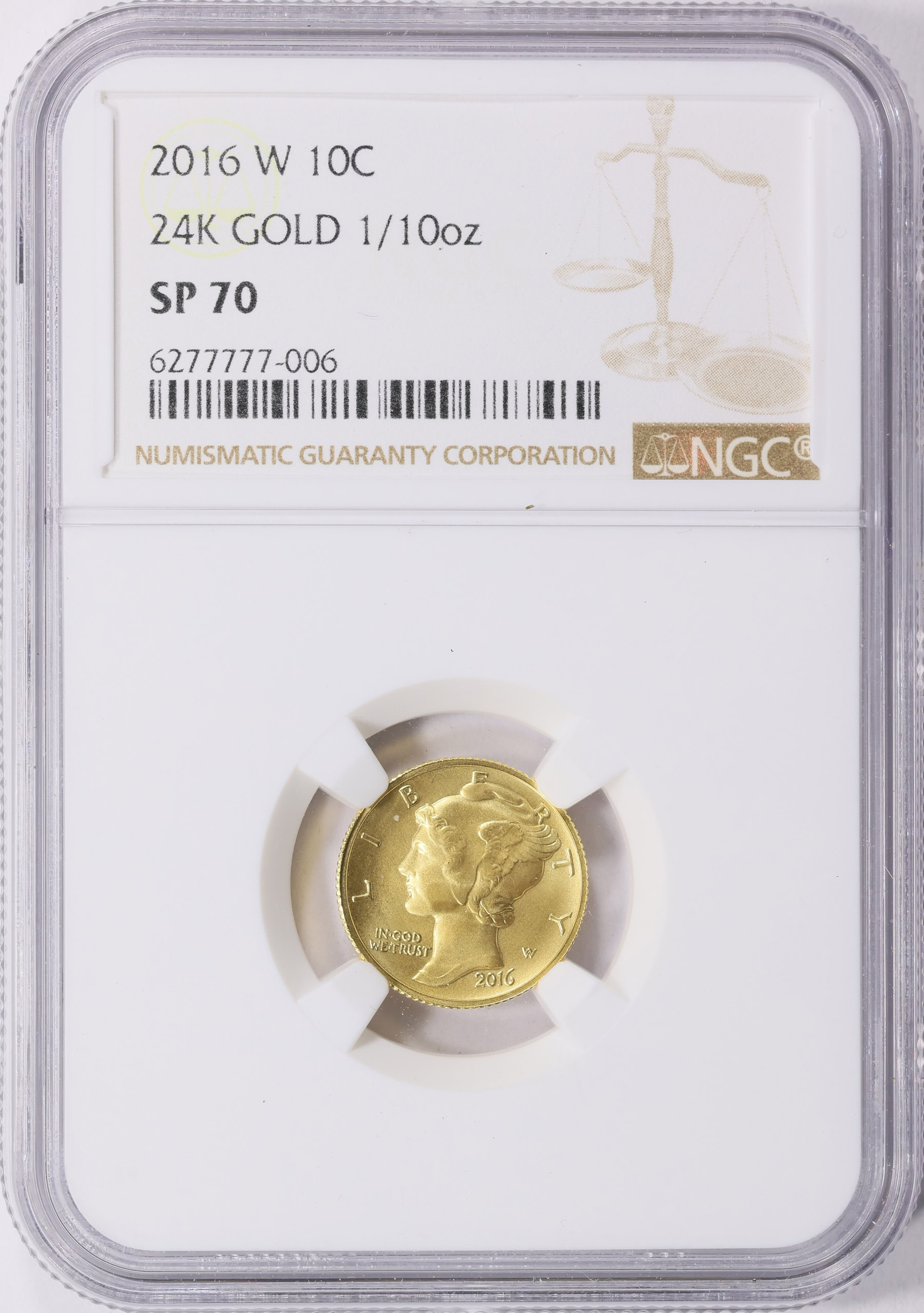 2016-W Gold Mercury Dime 100th Anniversary. NGC SP-70 (Item 1730565 ...