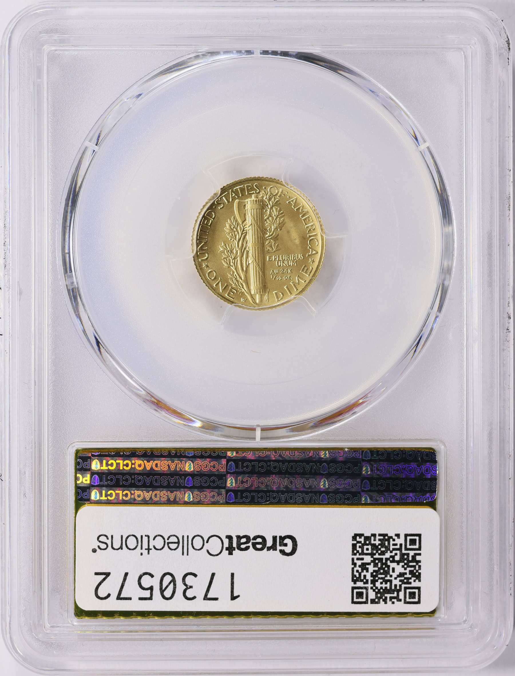 2016-W Gold Mercury Dime 100th Anniversary. PCGS SP-70 (Gold Foil Label ...