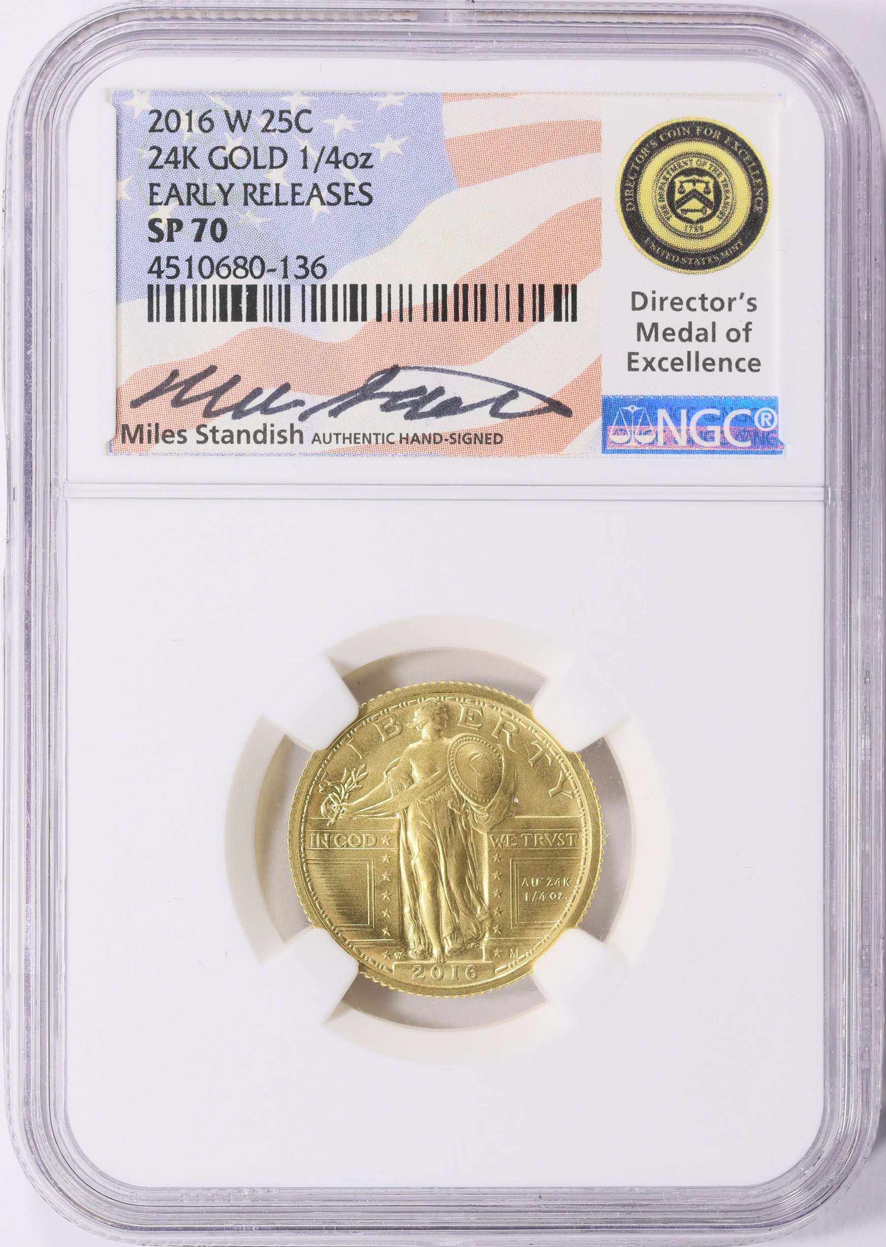 2016-W Gold Standing Liberty Quarter 100th Anniversary. Early Releases ...