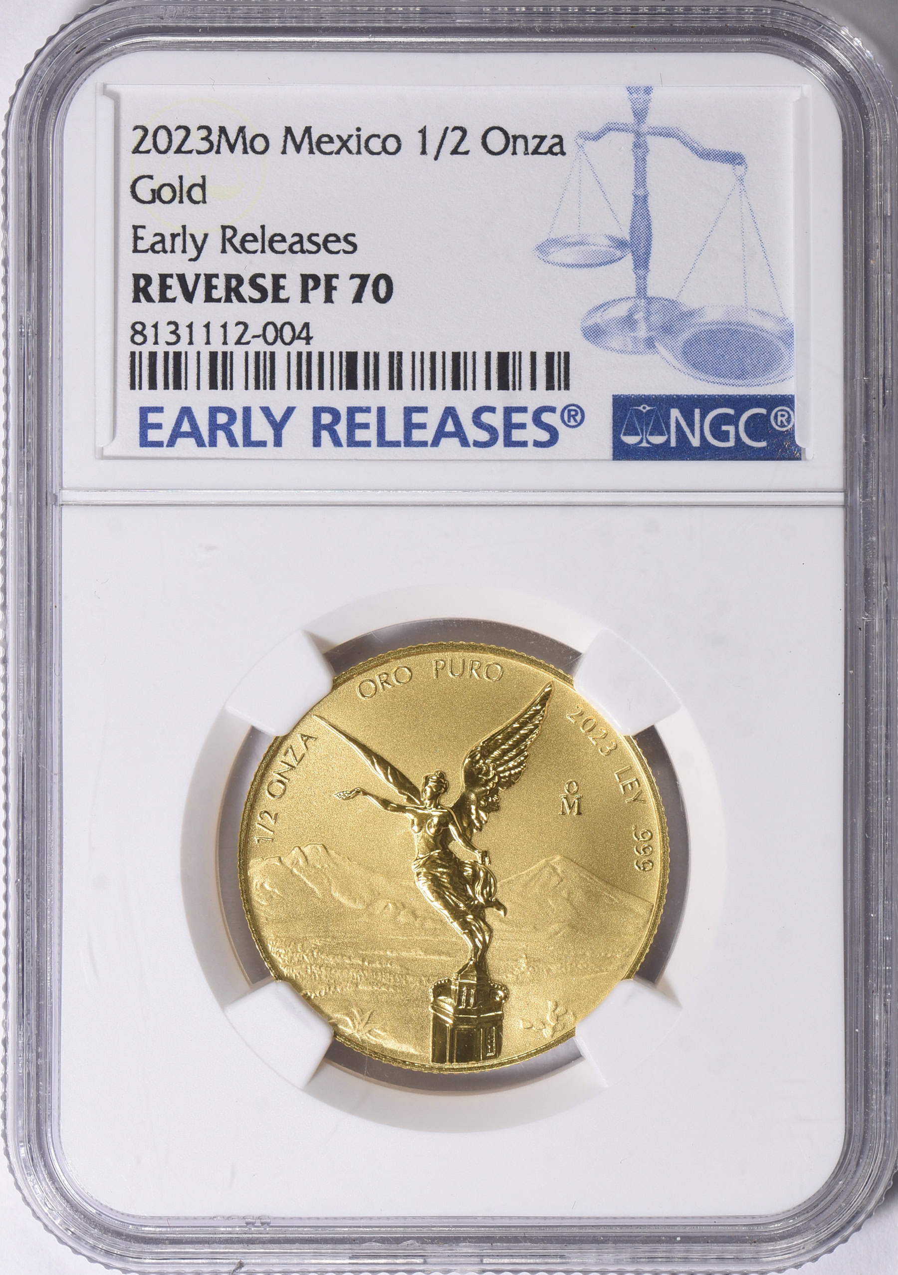 Mexico 2023-Mo Gold 1/2 Onza Libertad Reverse Proof Early Releases NGC Proof-70 (AGW = 0.4995 oz ...