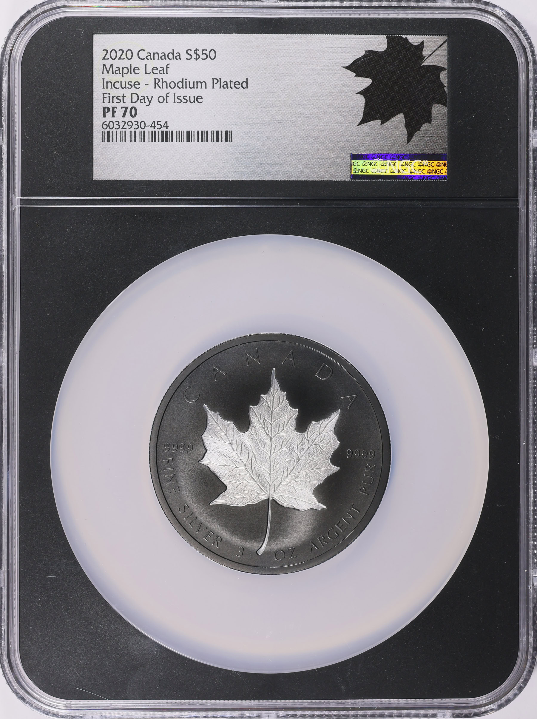 Canada 2020 Silver $50 Maple Leaf Rhodium Plated KM-3057 First Day of ...