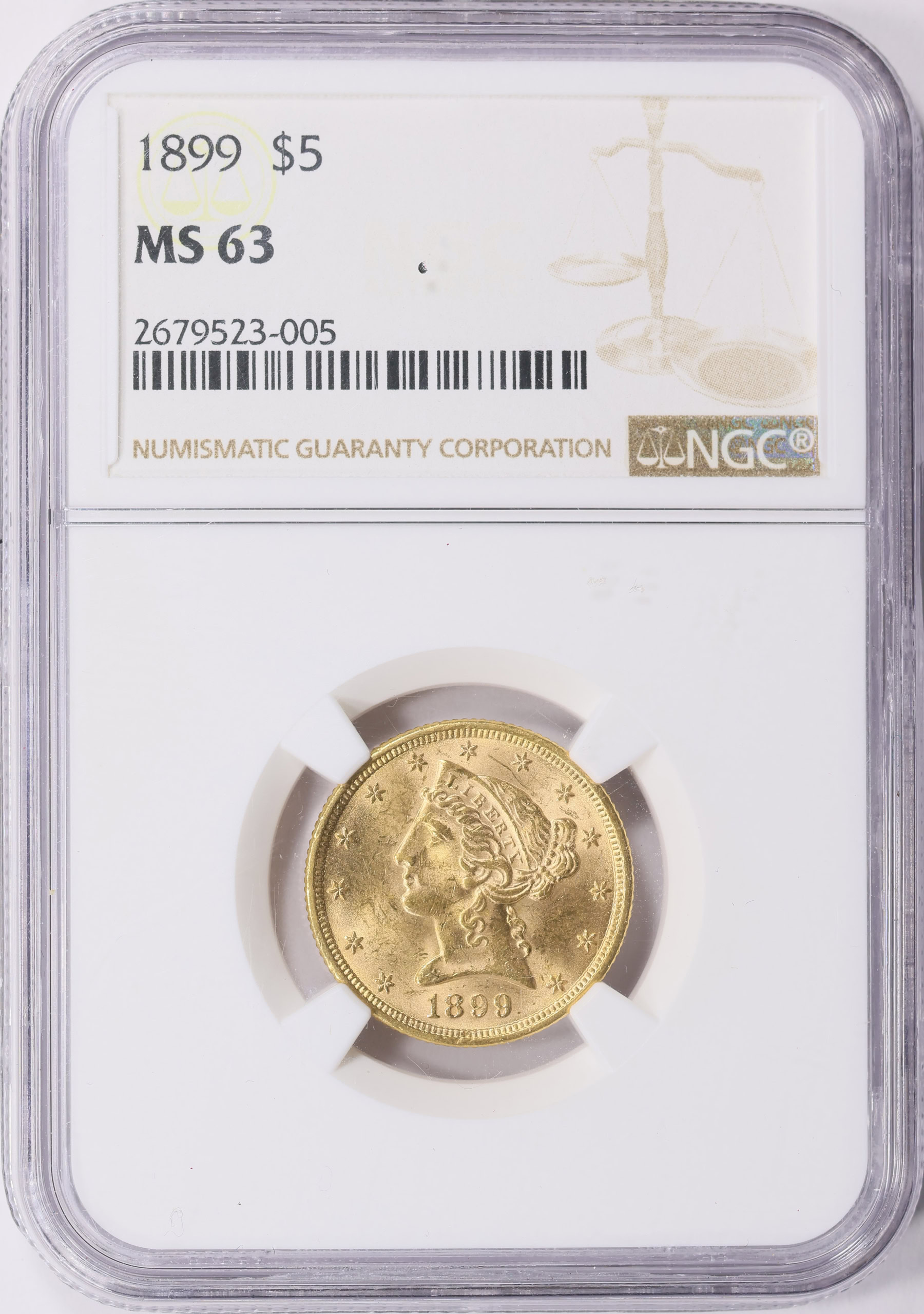 1899 Liberty Gold Half Eagle NGC MS-63 (Item 1730710) | GreatCollections Coin Auctions