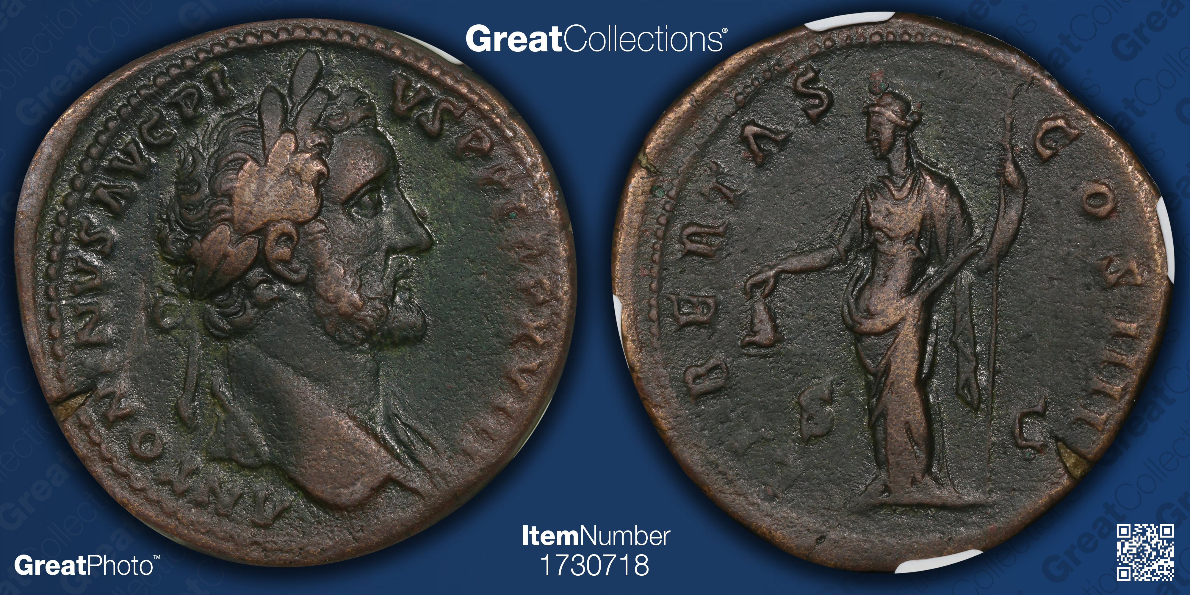 Ancient Roman Empire, Antoninus Pius (A.D. 138-161) A.D. 155 AE ...