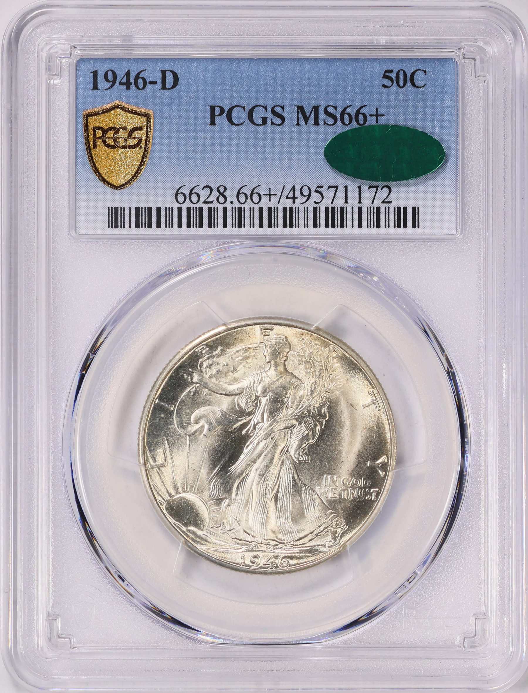1946-D Walking Liberty Half Dollar PCGS MS-66+ (CAC Green) (Item 1730749) | GreatCollections ...