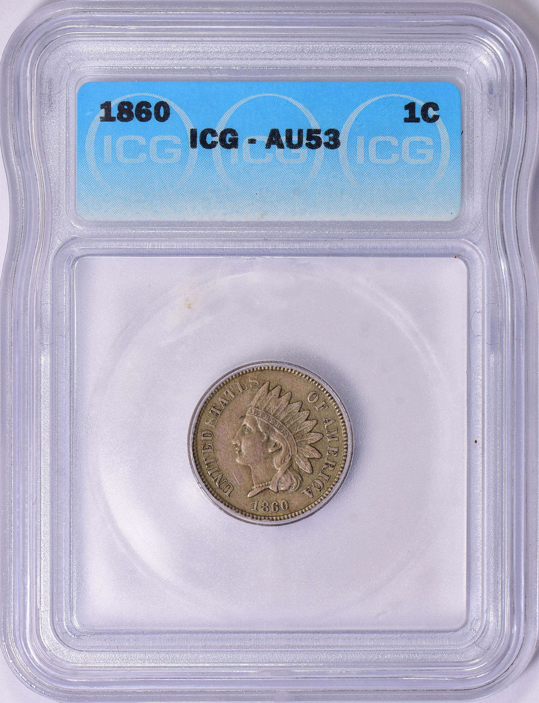 1860 Indian Cent ICG AU-53 (Item 1730919) | GreatCollections Coin Auctions