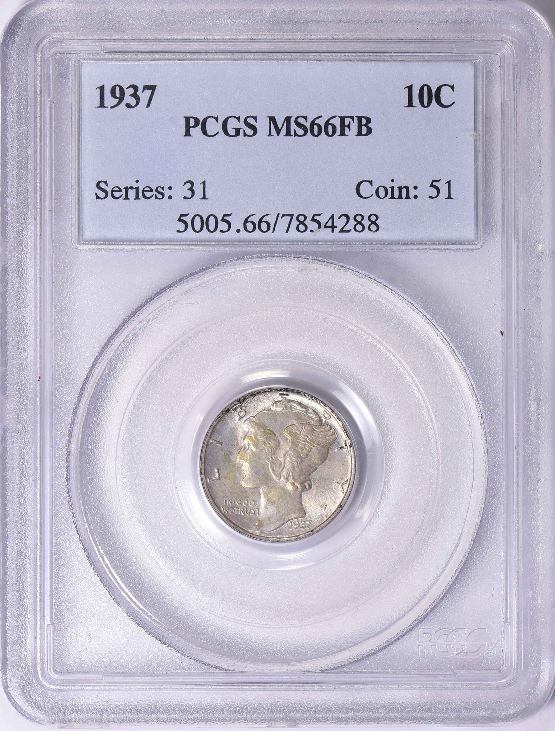 1937 Mercury Dime PCGS MS-66 FB (Toned) (Item 1730934) | GreatCollections Coin Auctions