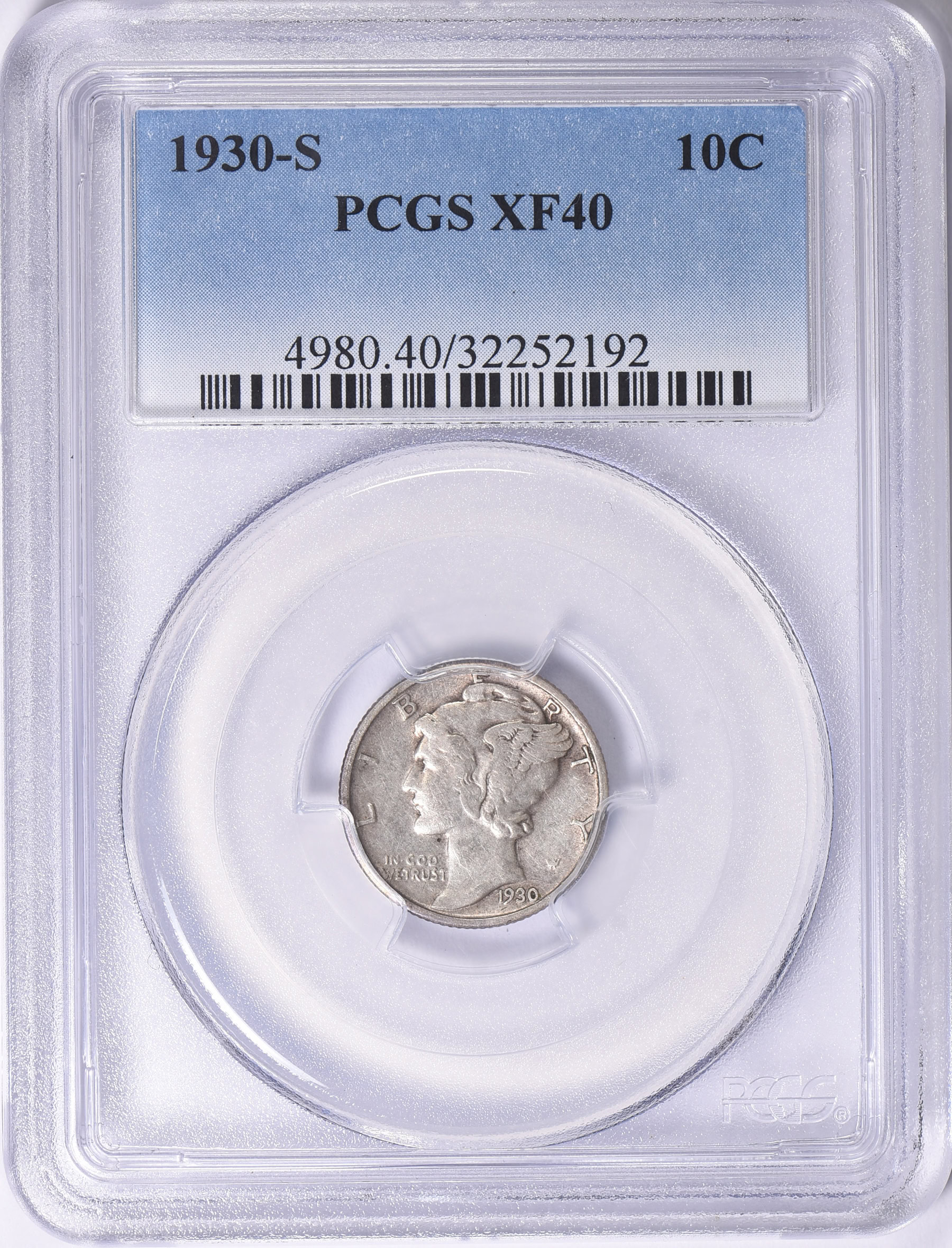 1930-S Mercury Dime PCGS XF-40 (Item 1730956) | GreatCollections Coin ...