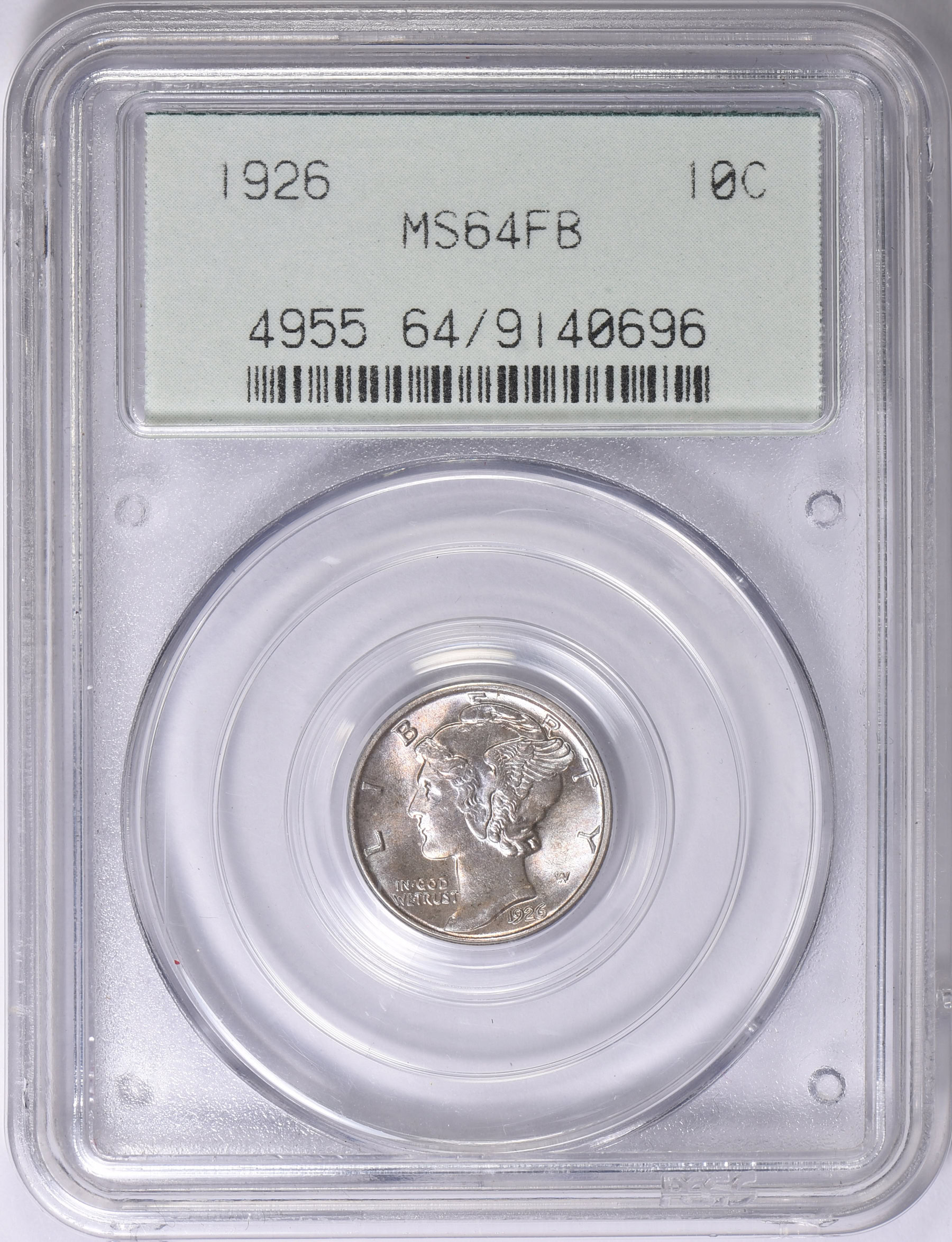 1926 Mercury Dime PCGS MS-64 FB OGH (2nd Gen) (Toned) (Item 1730962) | GreatCollections Coin ...