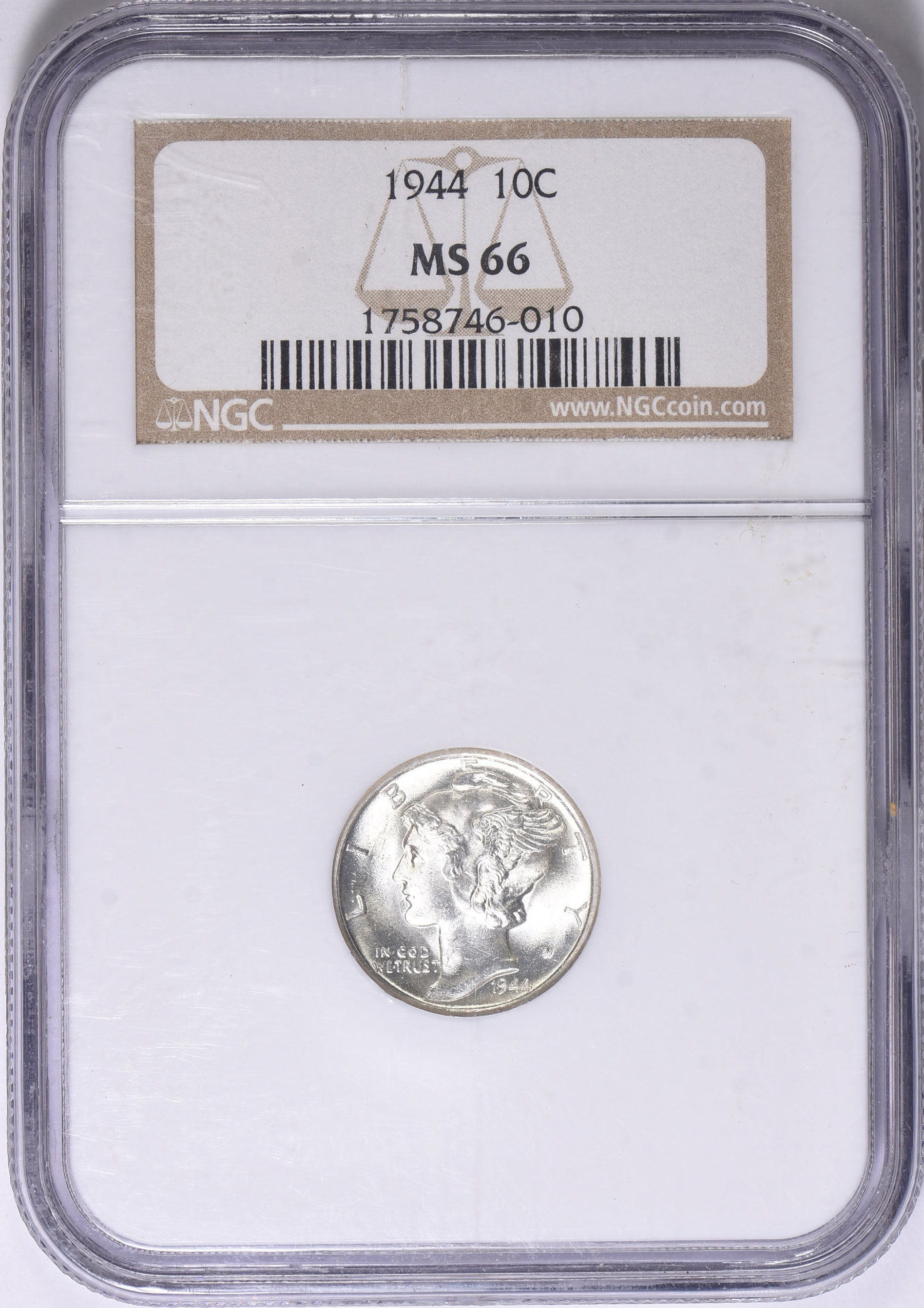 1944 Mercury Dime NGC MS-66 (Item 1731002) | GreatCollections Coin Auctions