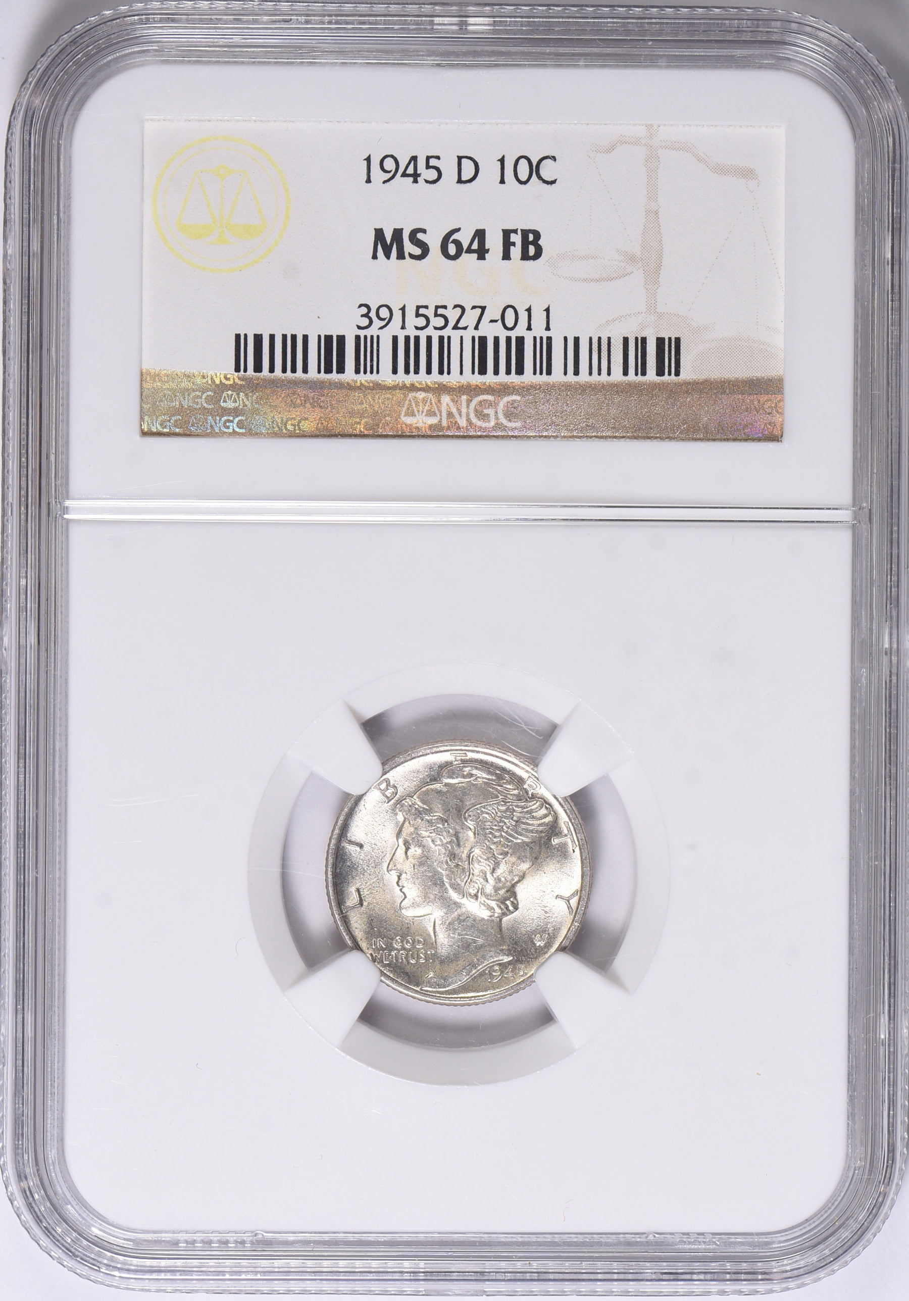 1945-D Mercury Dime NGC MS-64 FB (Item 1731003) | GreatCollections Coin Auctions