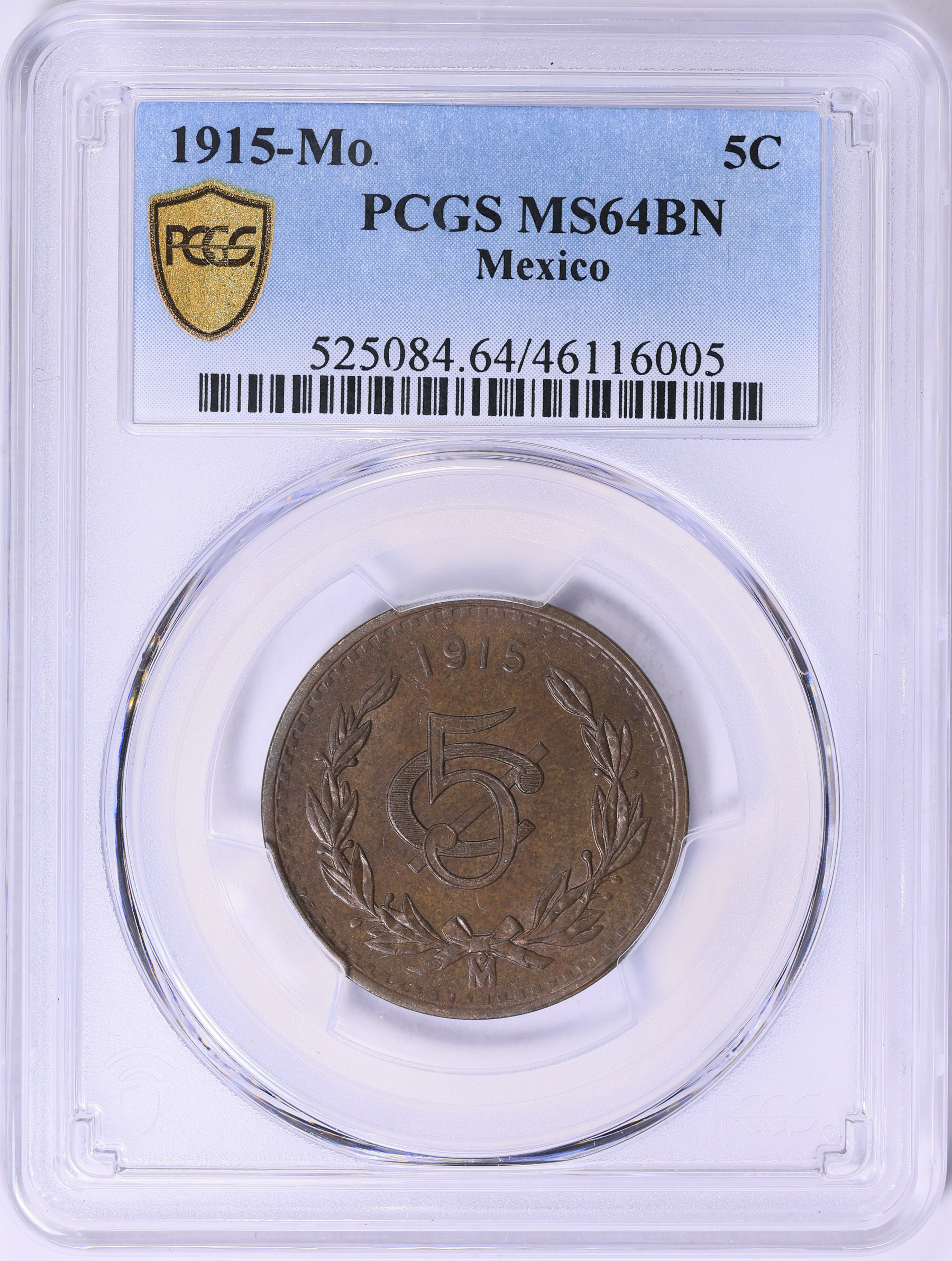 Mexico 1915-Mo 5 Centavos KM-422 PCGS MS-64 BN (Item 1731068 ...