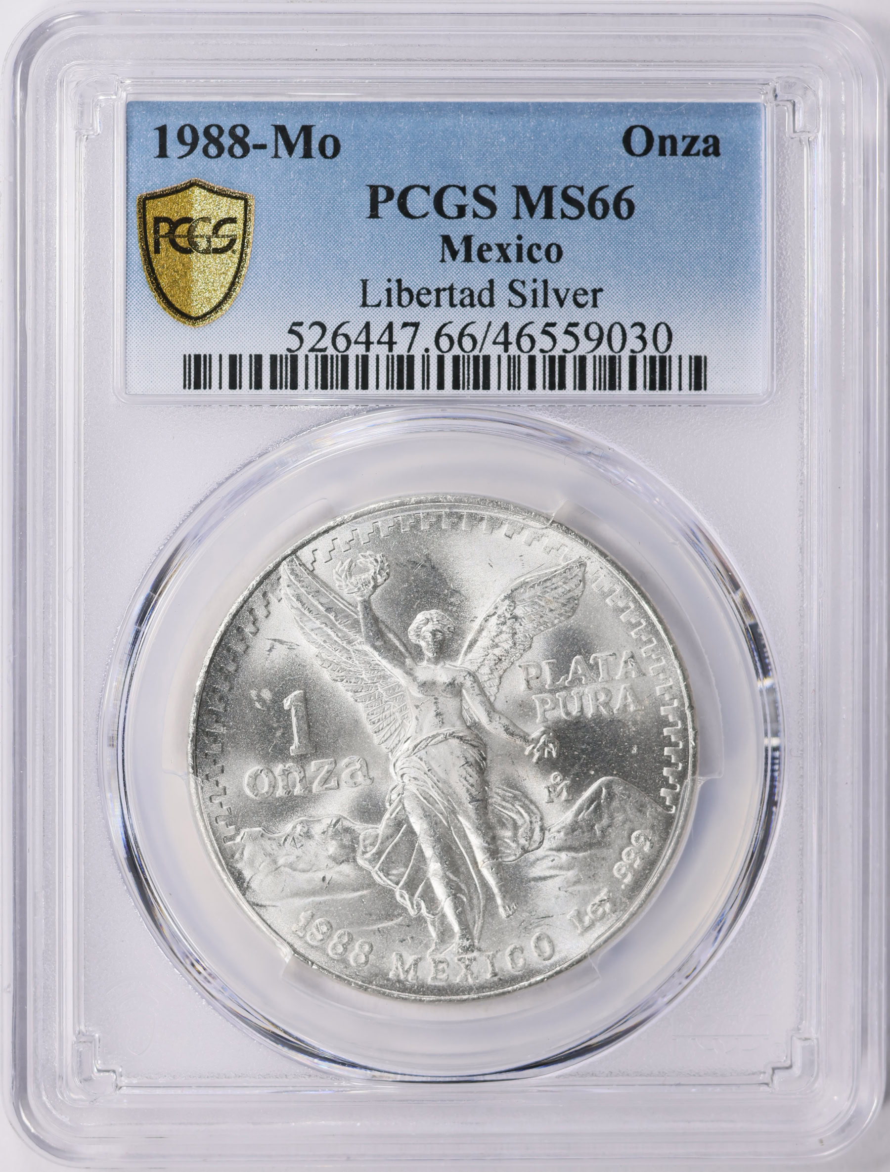 Mexico 1988-Mo Silver Onza Libertad KM-494.1 PCGS MS-66 (Item 1731079) | GreatCollections Coin ...