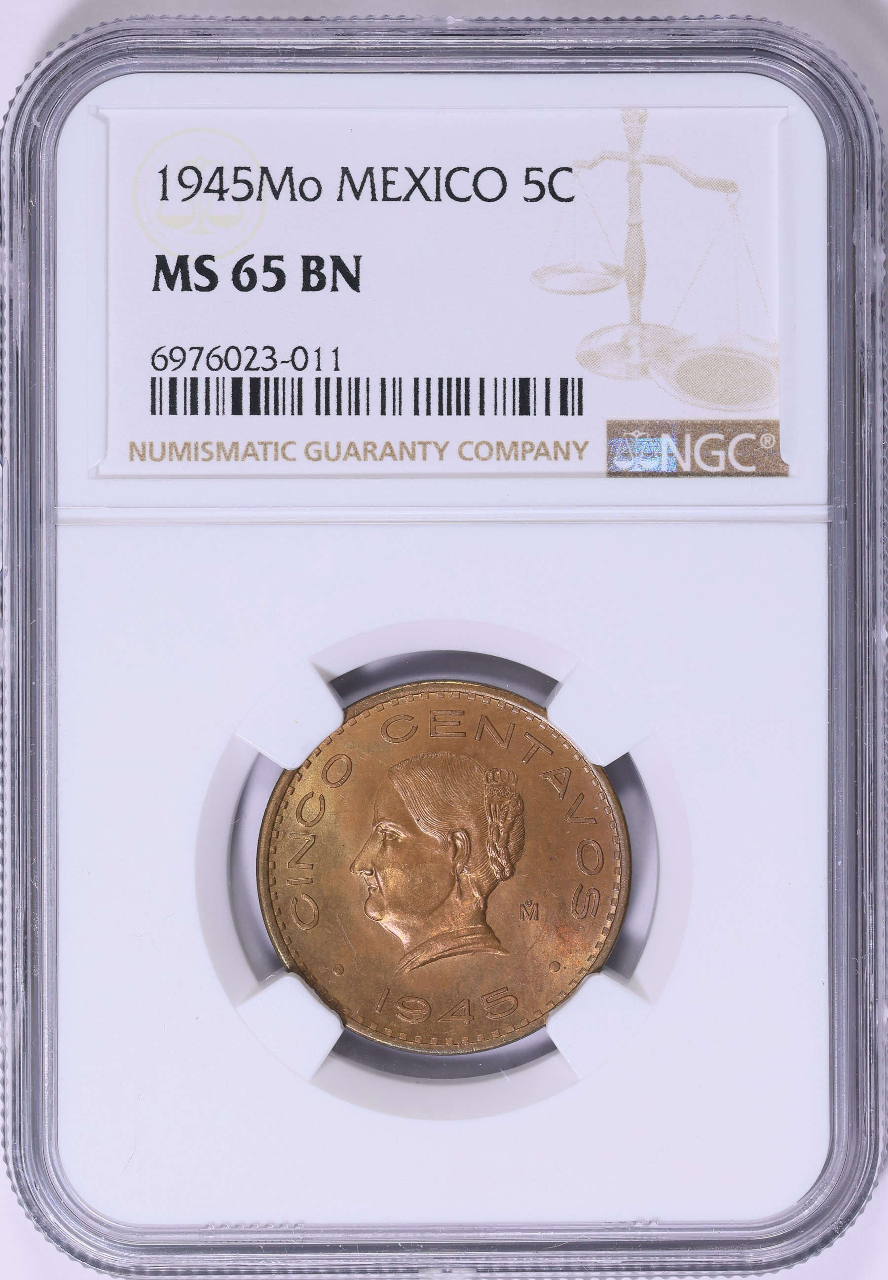 Mexico 1954-Mo 5 Centavos Bronze KM-424 NGC MS-65 BN (Toned) (Item ...