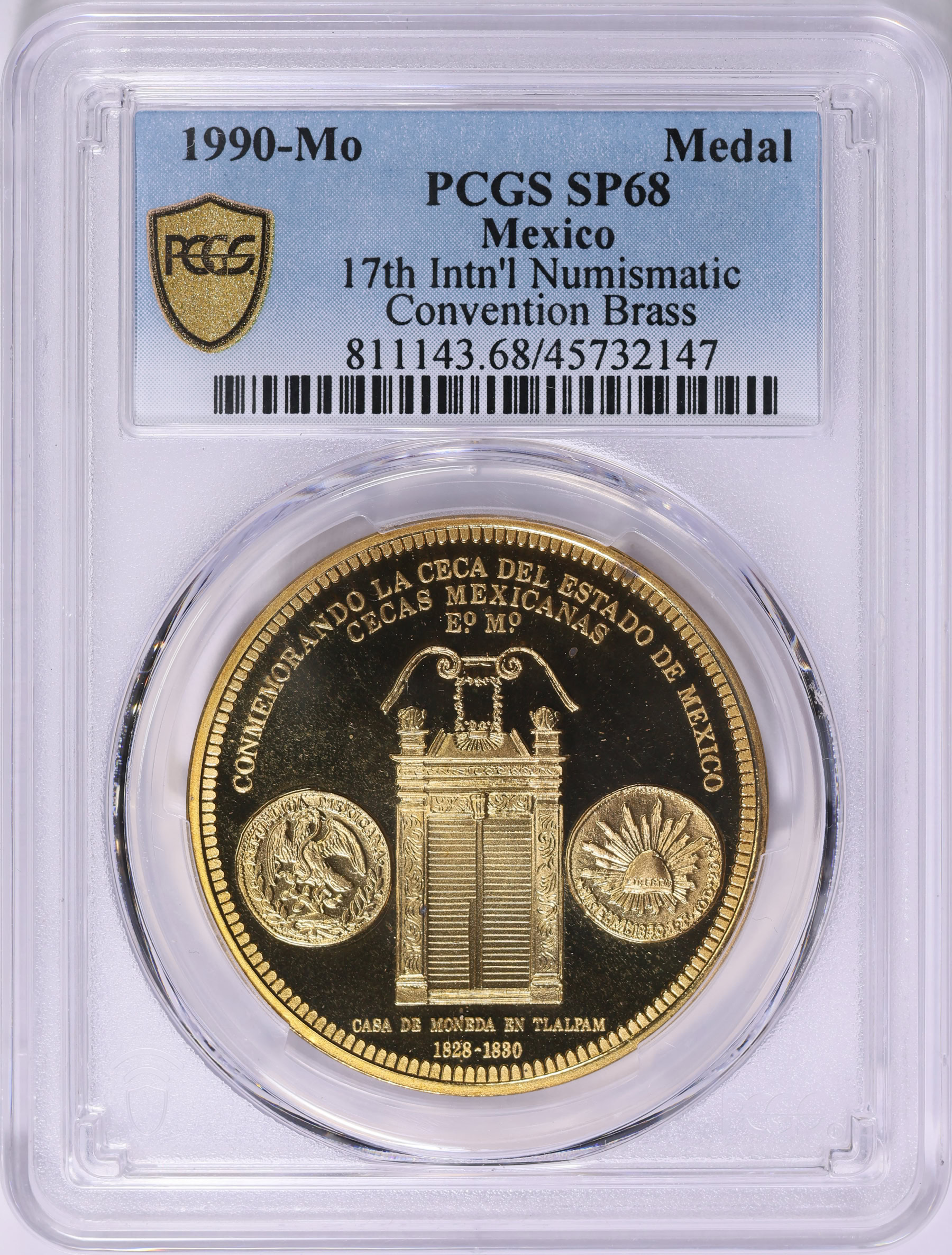 Mexico 1990-Mo Brass 38mm 17th International Numismatic Convention ...