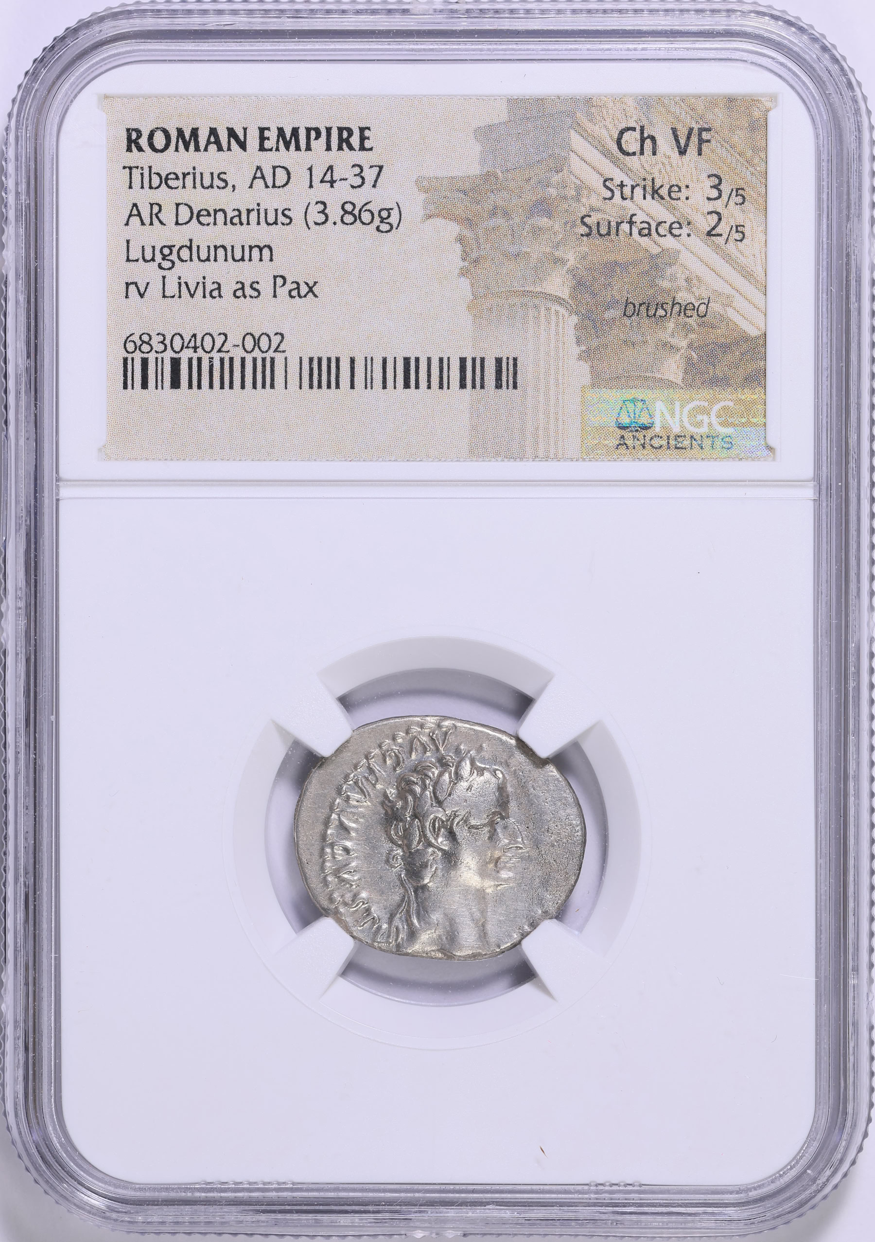 Ancient Roman Empire, Tiberius (A.D. 14-37) c.A.D. 18-35 AR Denarius (3 ...