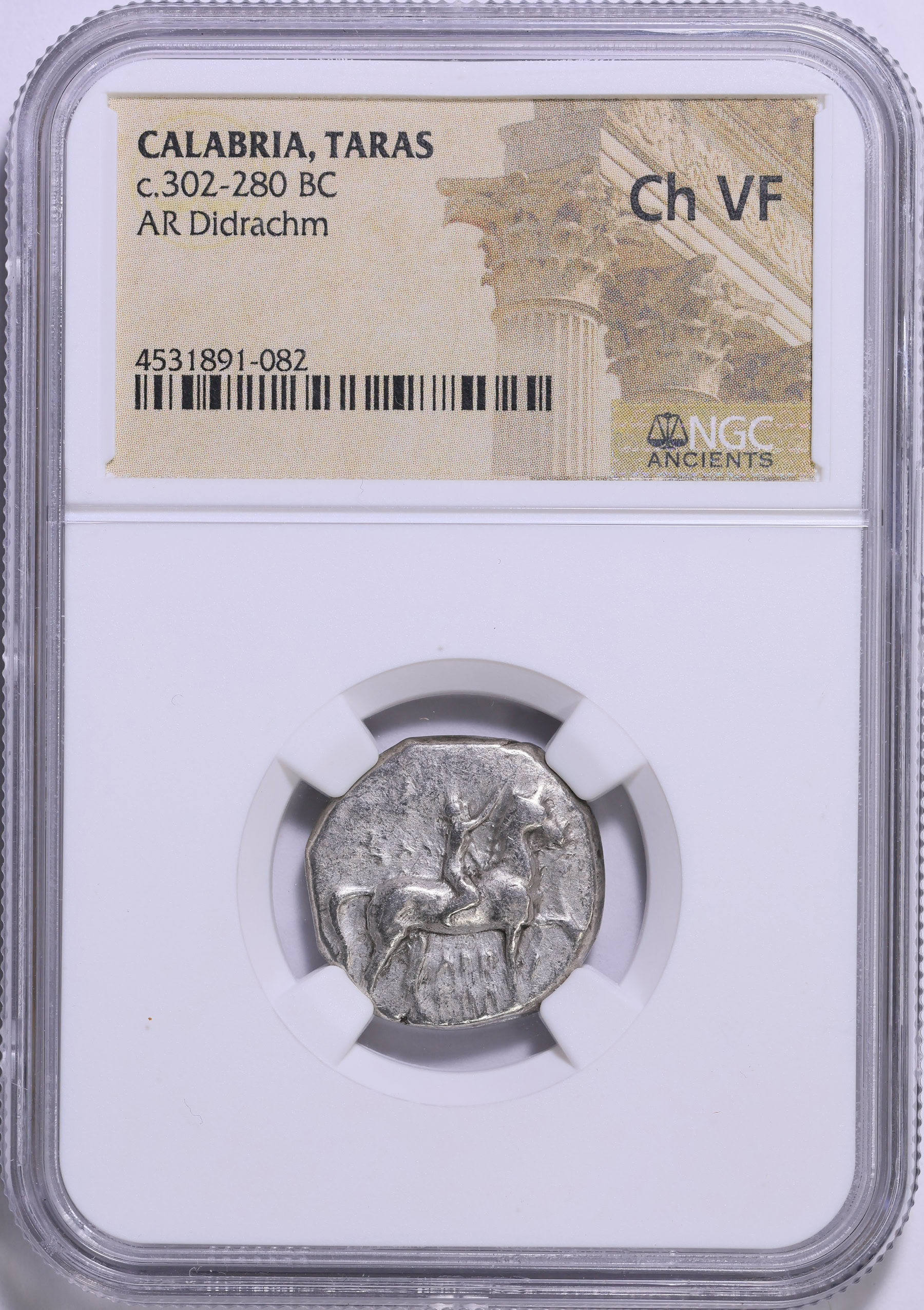 Ancient Calabria, Taras c.302-280 B.C. AR Didrachm NGC Ch VF | Cert ...
