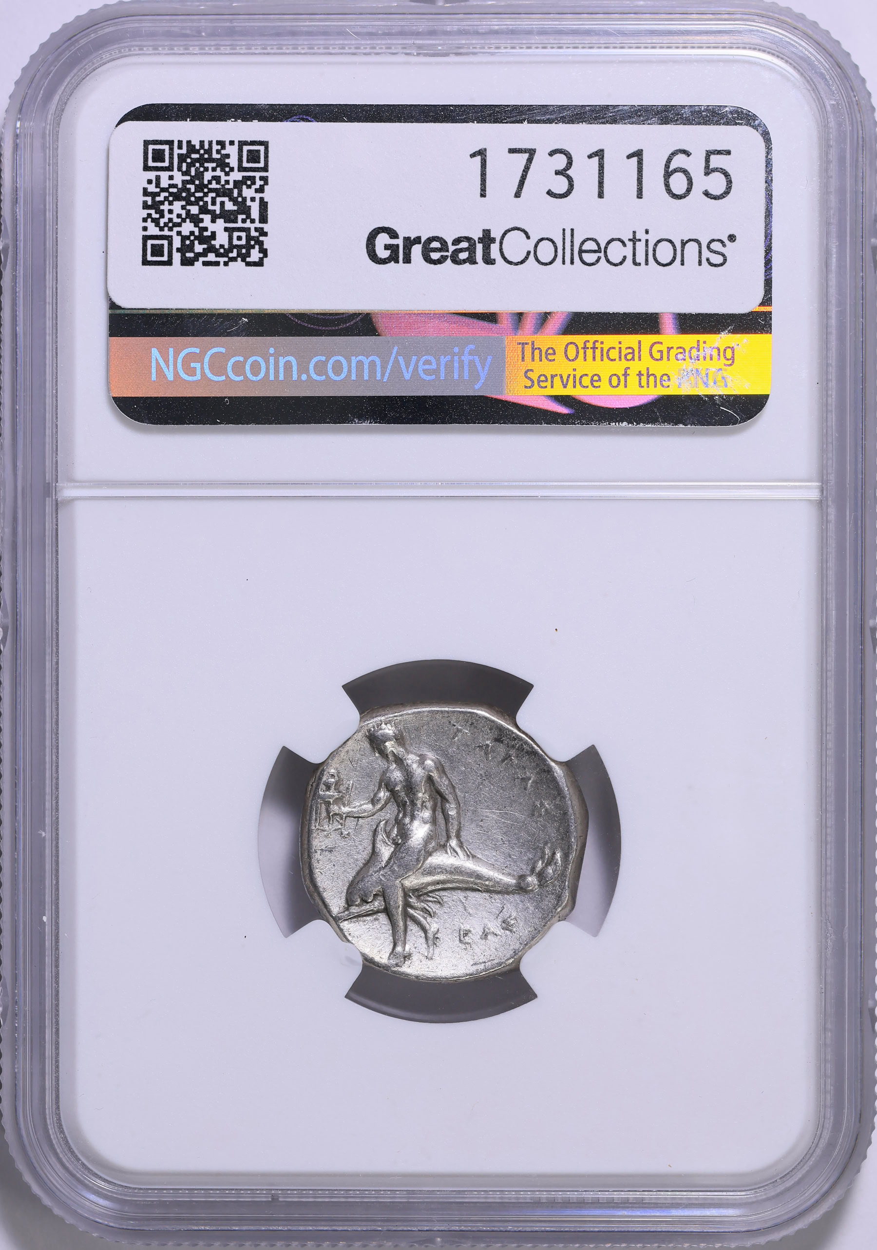 Ancient Calabria, Taras c.302-280 B.C. AR Didrachm NGC Ch VF | Cert ...