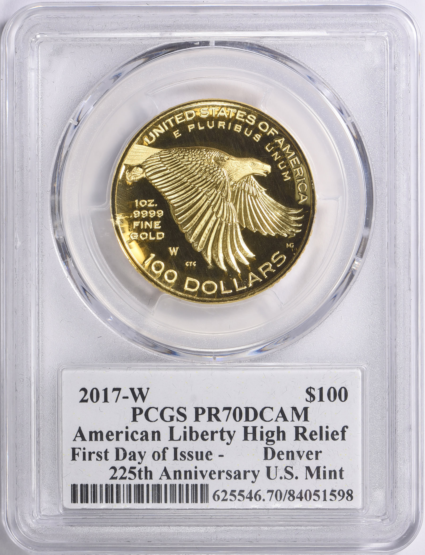 2017-W Gold $100 American Liberty High Relief 225th Anniversary U.S ...