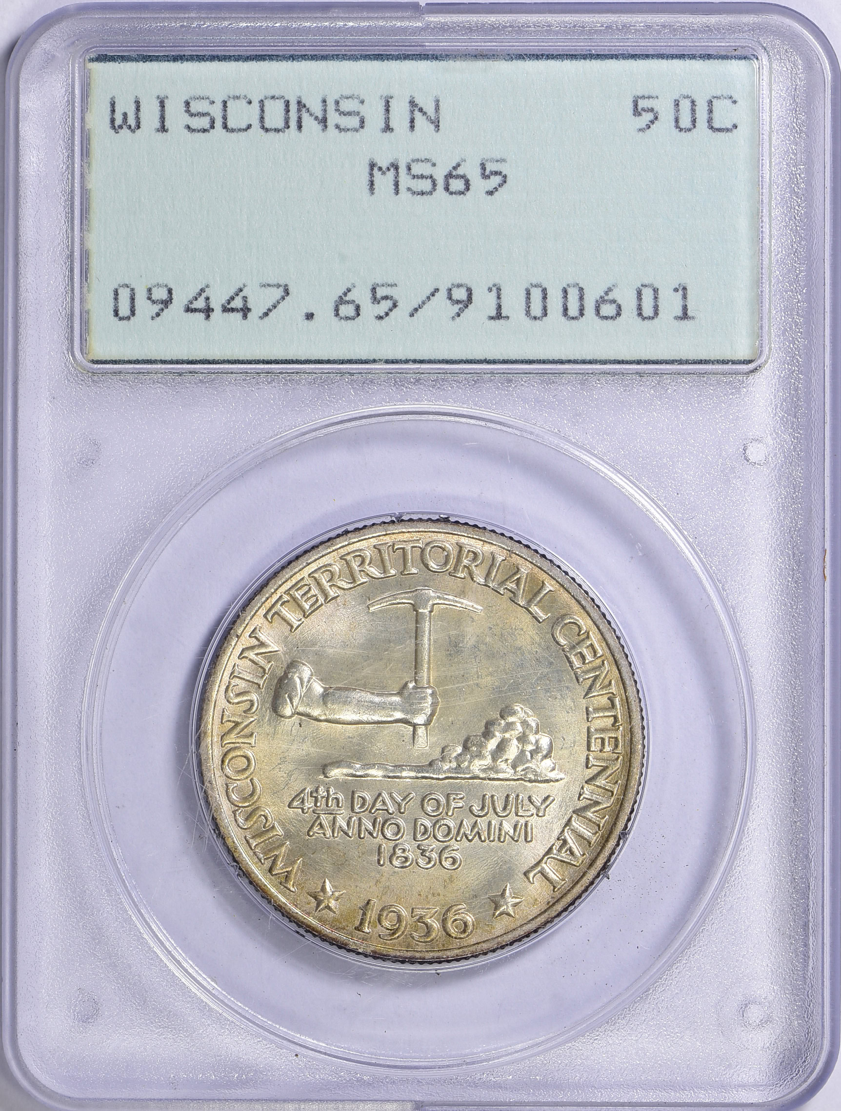 1936 Wisconsin Territorial Centennial Half Dollar PCGS MS-65 OGH (1st ...