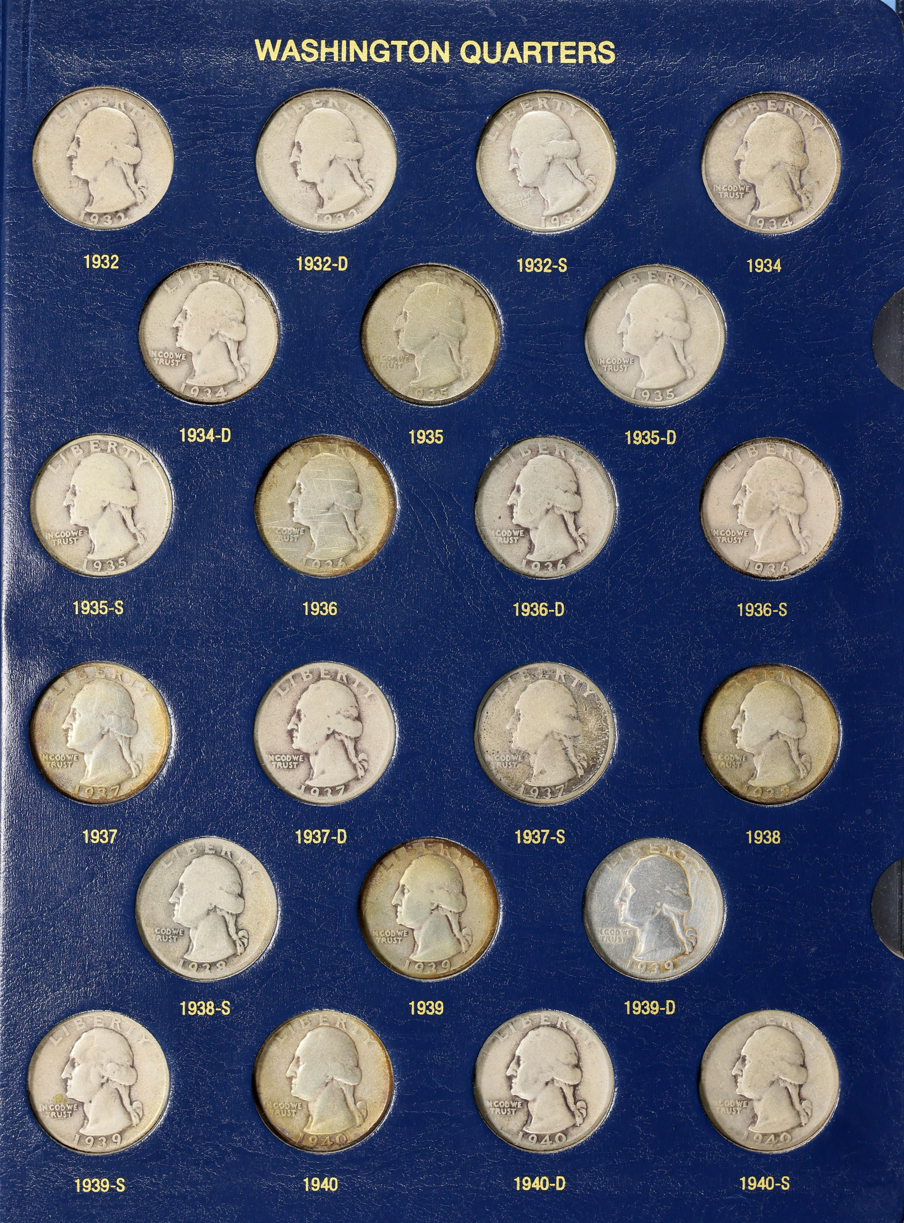 1932 - 1964 Washington Silver Quarter Collection Uncertified in Whitman ...