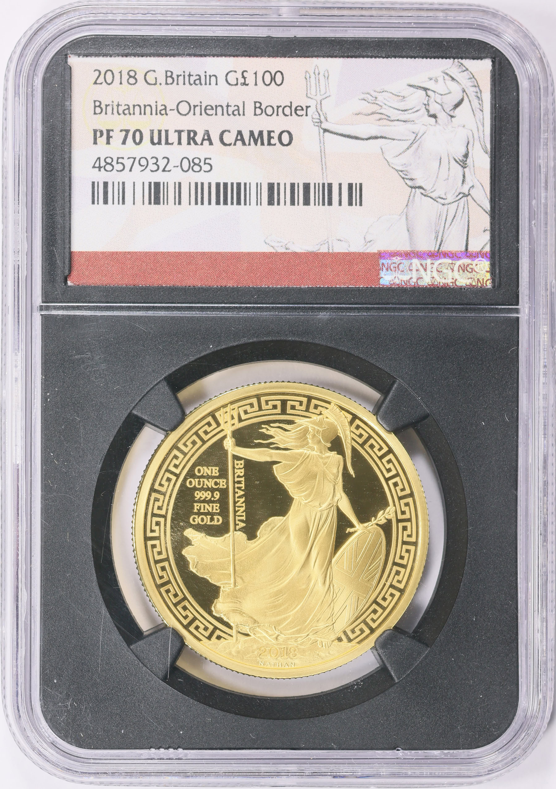 Great Britain 2018 Gold £100 Britannia Oriental Border NGC Proof-70 UC ...