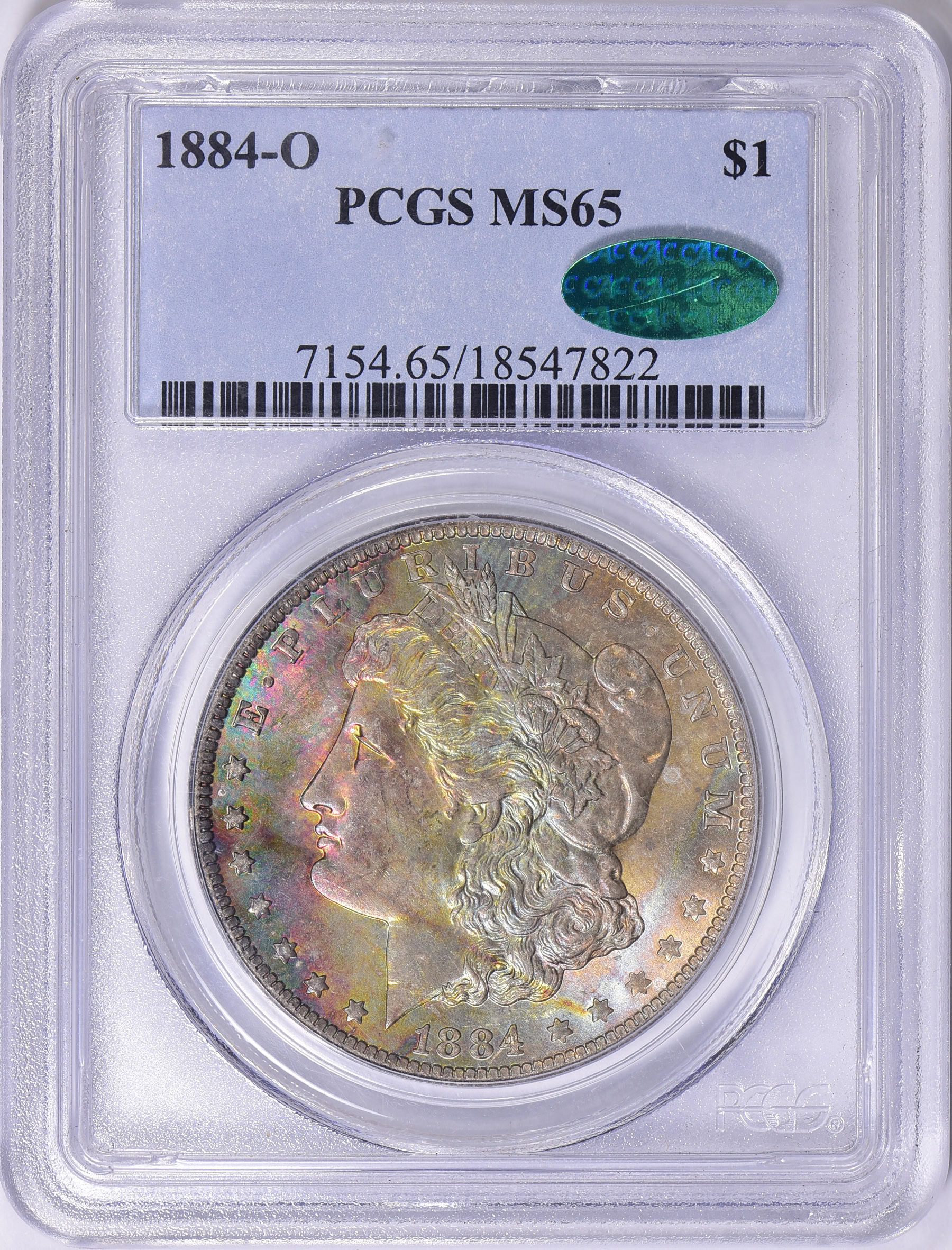 1884-O Morgan Silver Dollar PCGS MS-65 (CAC Green) (Toned) (Item 1731432) | GreatCollections ...