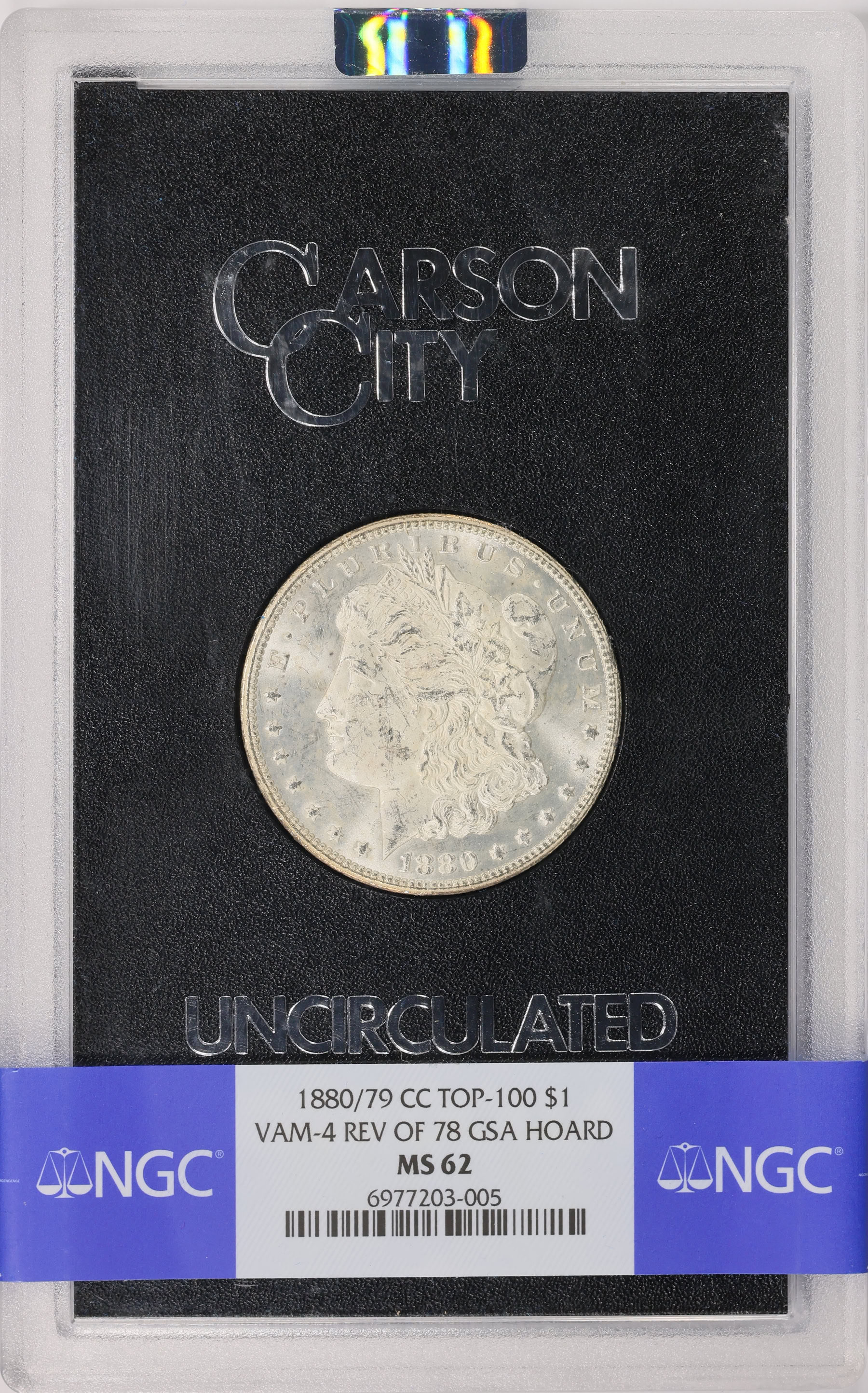 1880/79-CC Morgan Silver Dollar 80/79 Reverse of 78 VAM-4 GSA Hoard Top 100 NGC MS-62 (GSA ...
