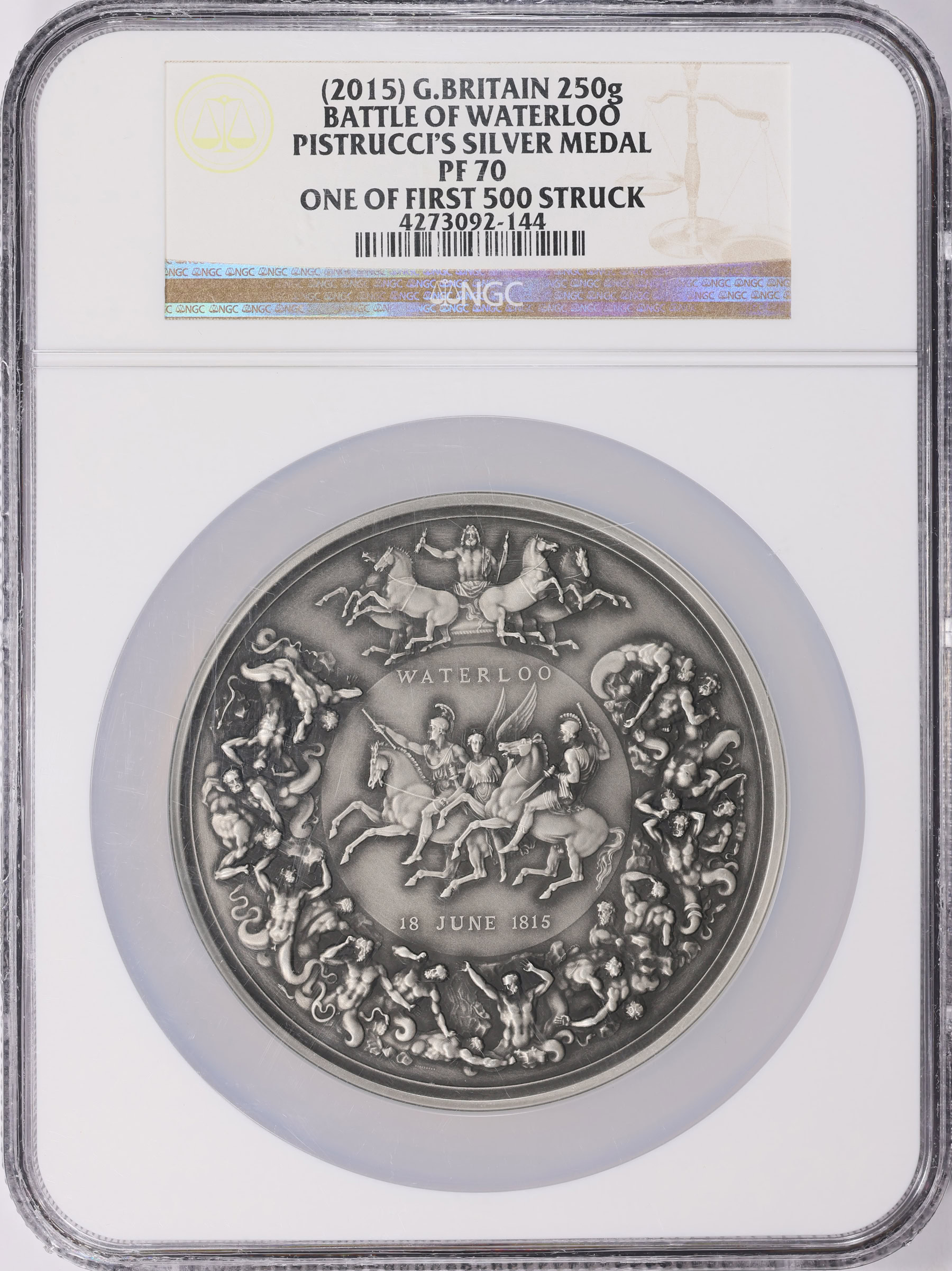 Great Britain 1815 (2015) Silver 250gm 80mm Pistrucci's Battle of ...