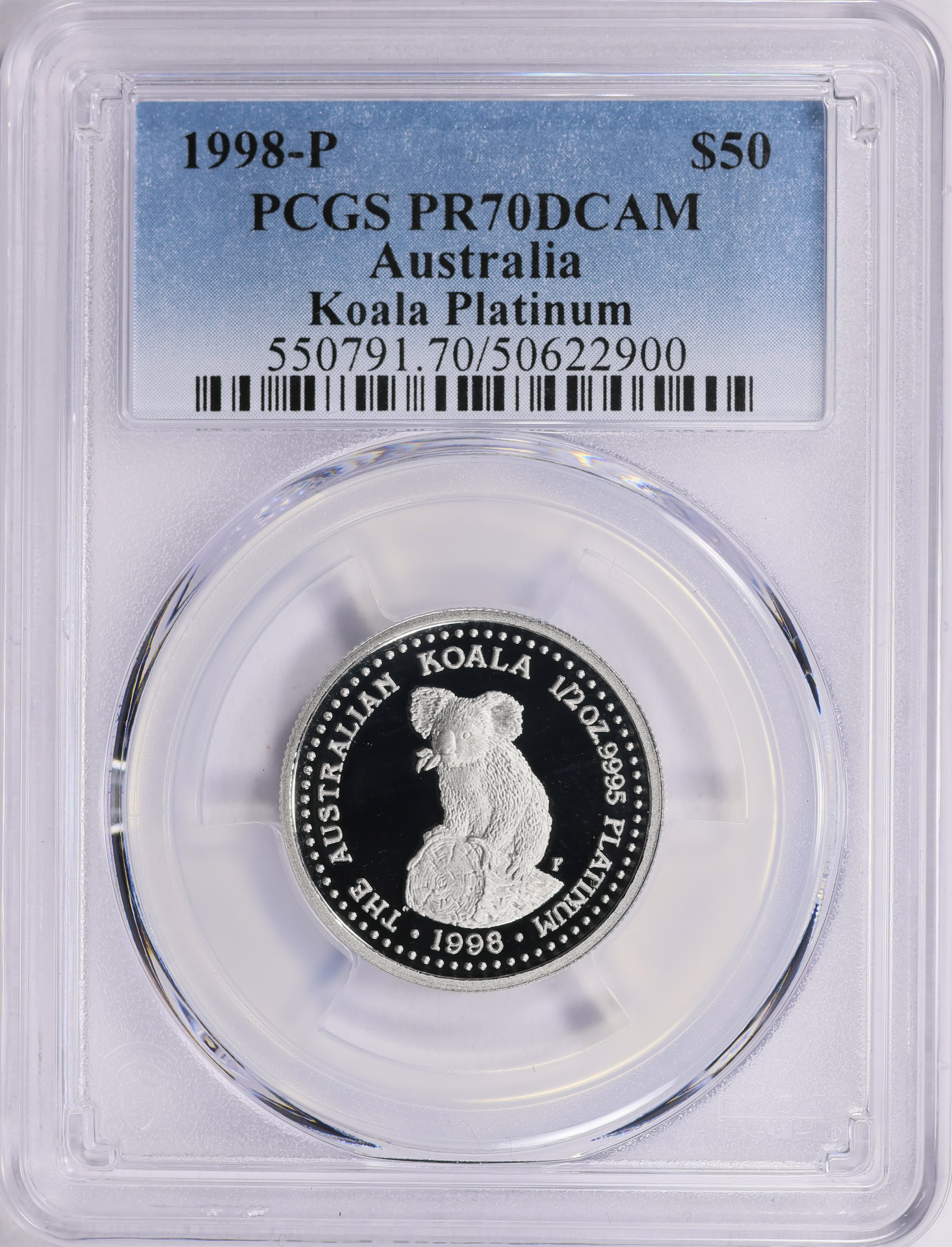 Australia 1998 Platinum $50 Koala Platinum KM-459 PCGS Proof-70 DCAM ...