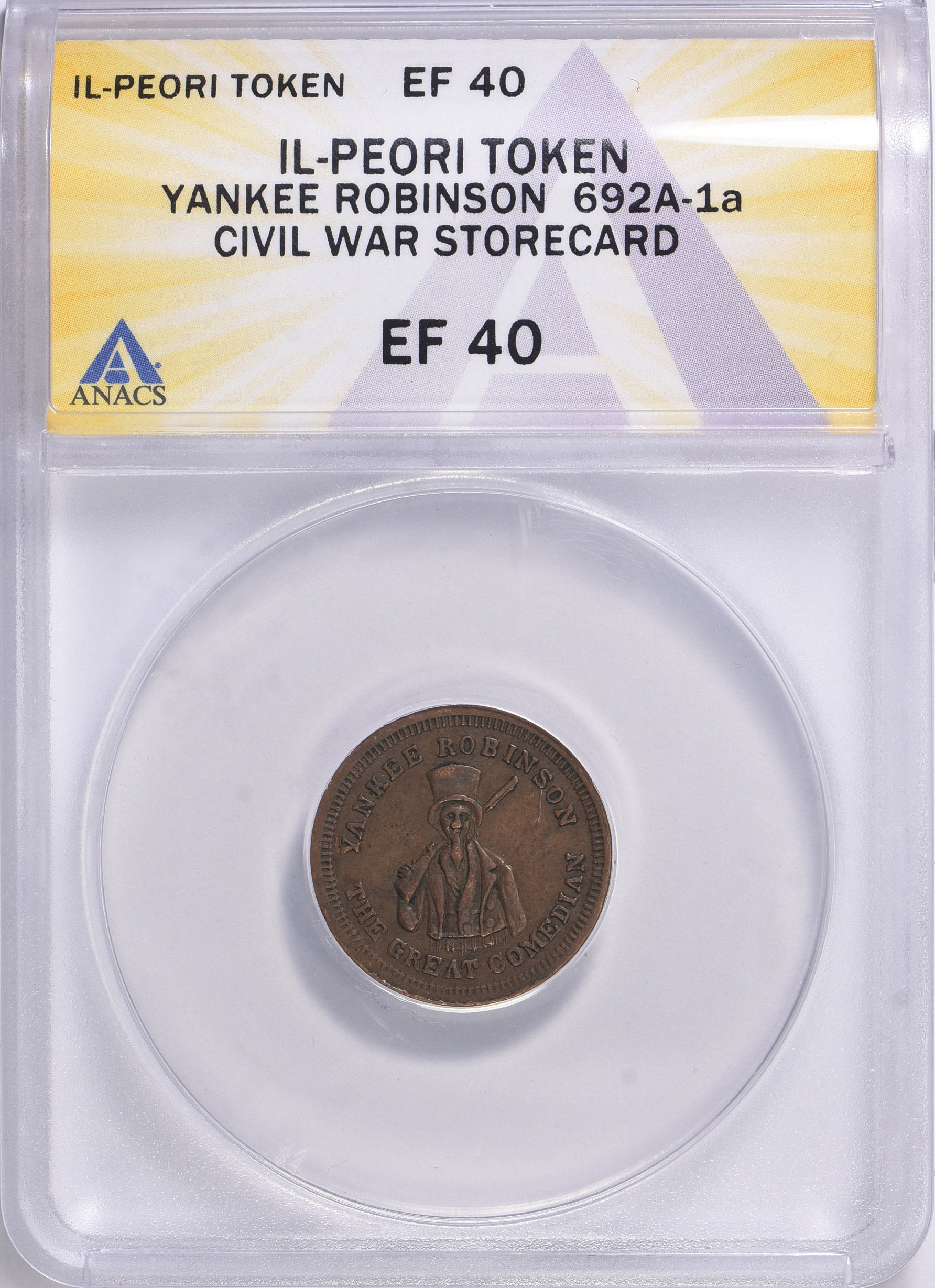 ND (1861-65) Peoria, Illinois Yankee Robinson Civil War Token F-692A-1a ...