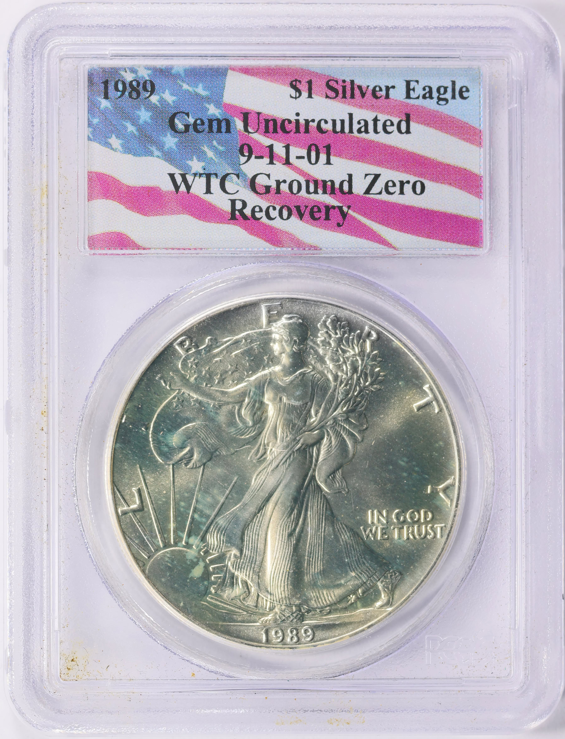 1989 $1 Silver Eagle WTC Ground Zero Recovery PCGS Gem Uncirculated ...