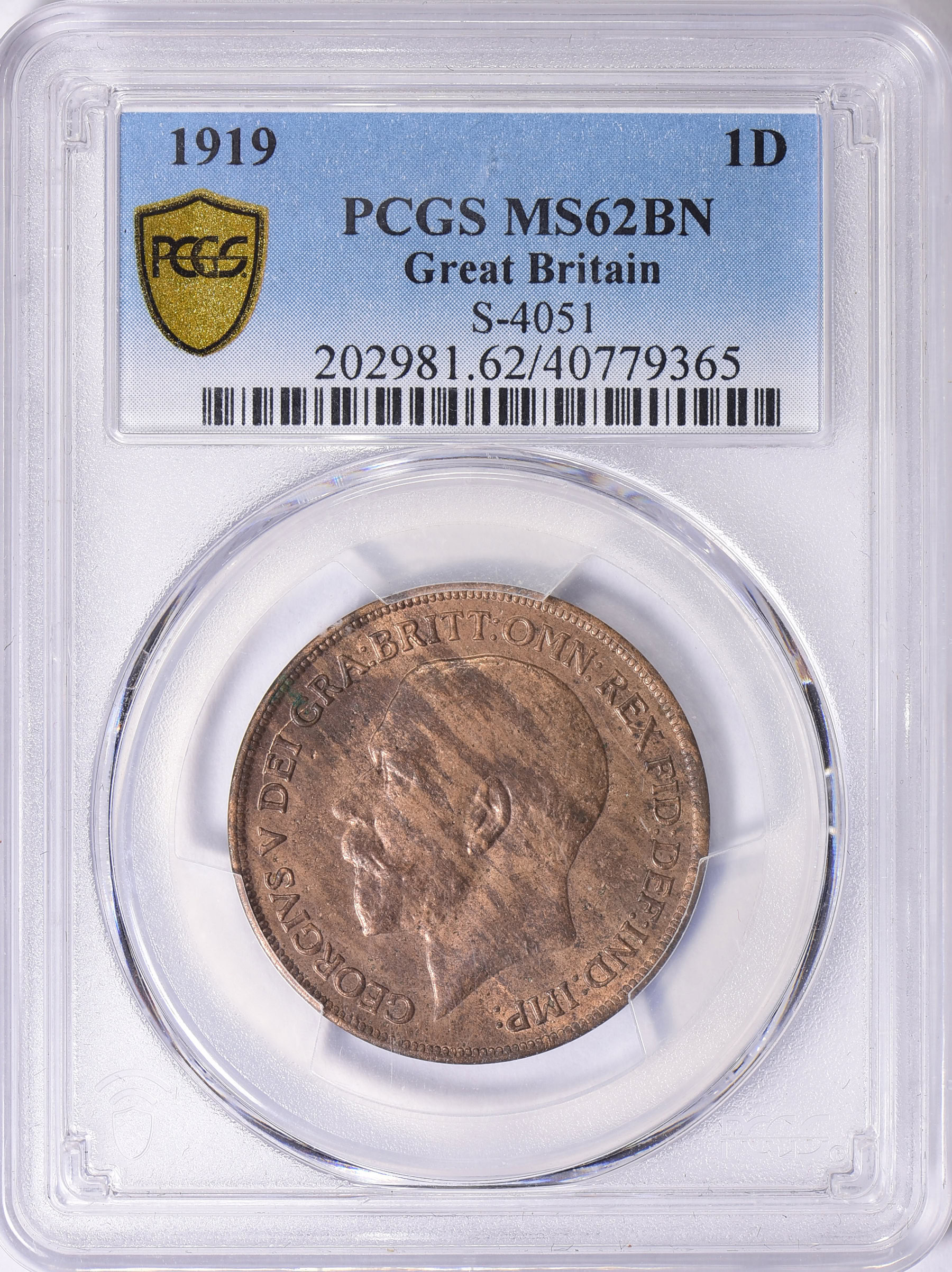 Great Britain 1919 Penny KM-810 PCGS MS-62 BN (Item 1732074 ...