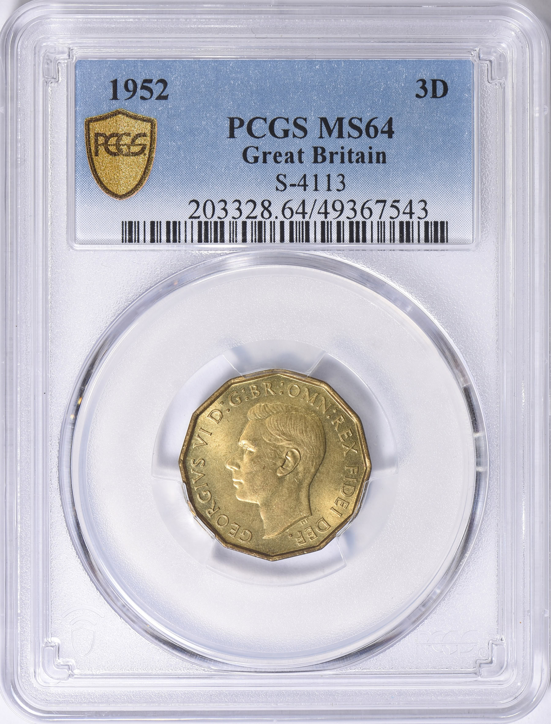 Great Britain 1952 3 Pence KM-873 PCGS MS-64 (Item 1732083 ...