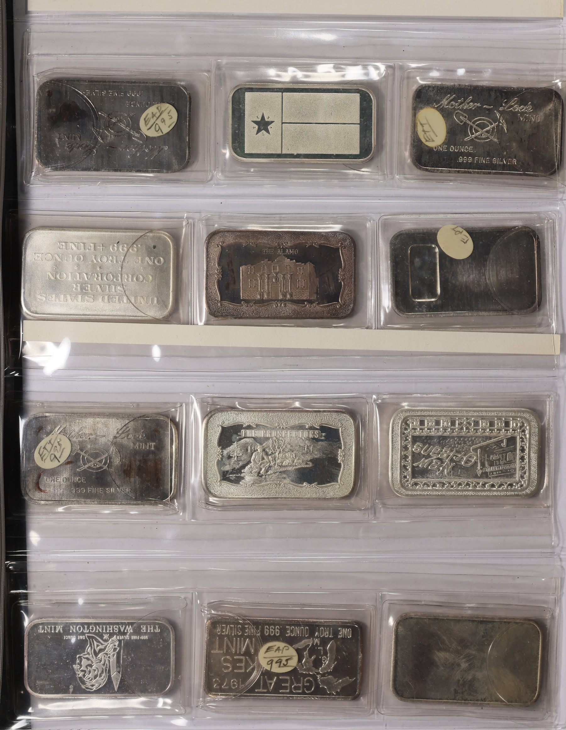 ND Silver 1oz Private Mint Ingot/Bar Selection Uncertified in Album (20 ...