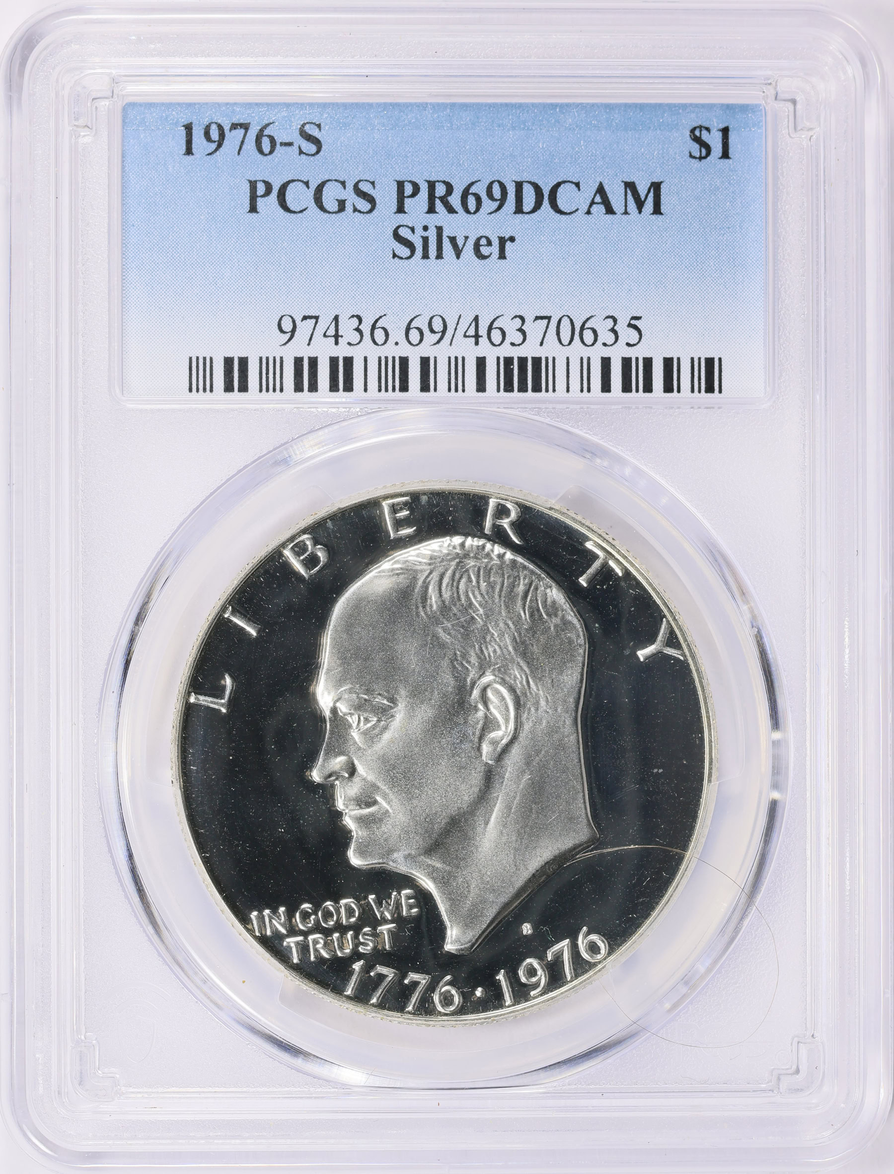 1976-S Eisenhower Dollar Silver PCGS Proof-69 DCAM (Item 1732153) | GreatCollections Coin Auctions