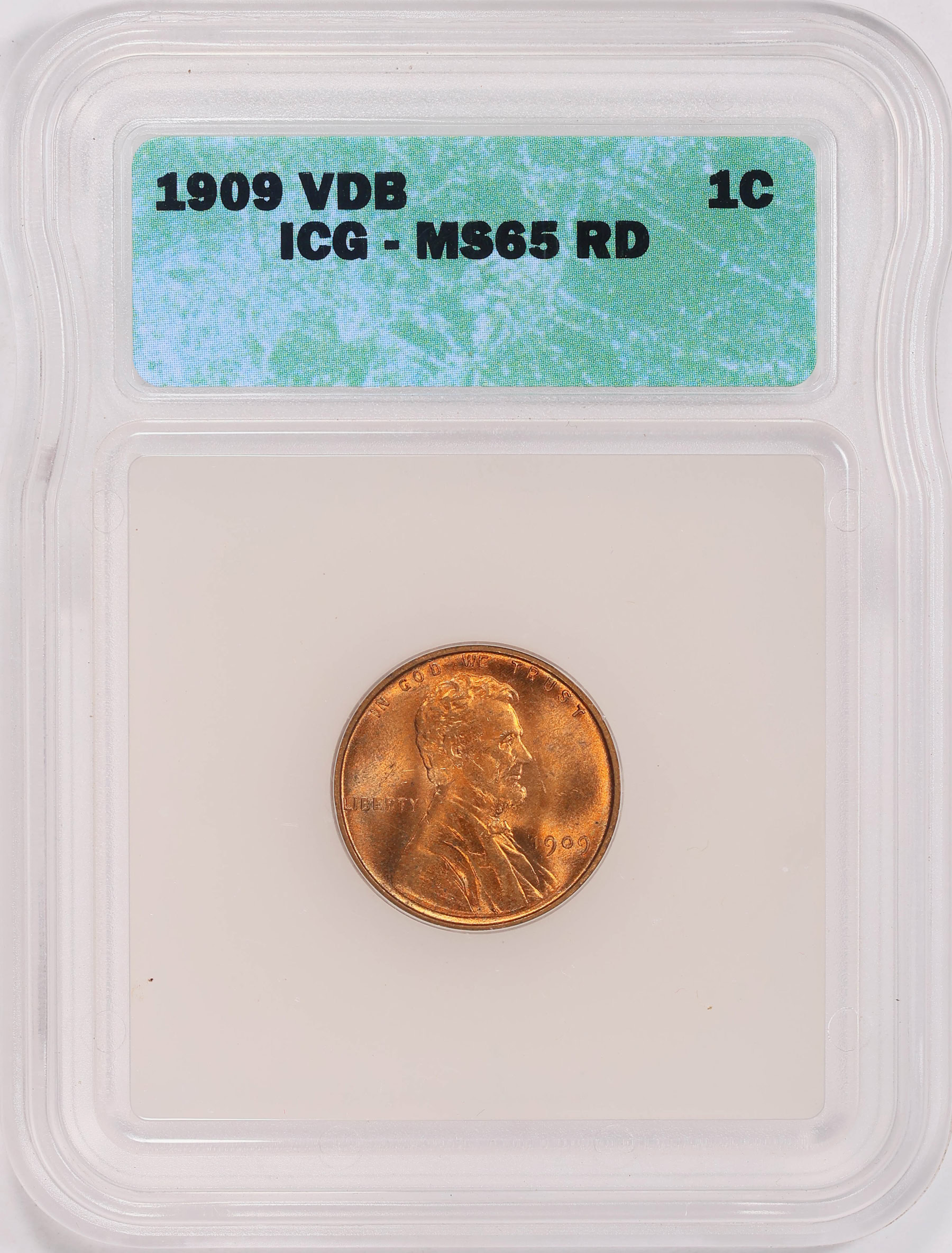 1909 Lincoln Cent V.D.B. ICG MS-65 RD (Item 1732166) | GreatCollections Coin Auctions