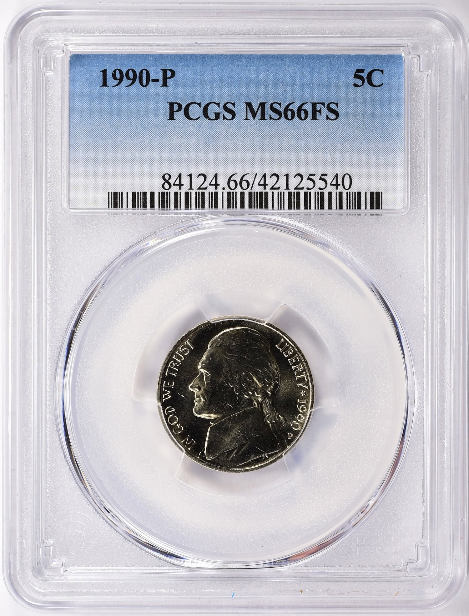 1990-P Jefferson Nickel PCGS MS-66 FS (Item 1732201) | GreatCollections ...