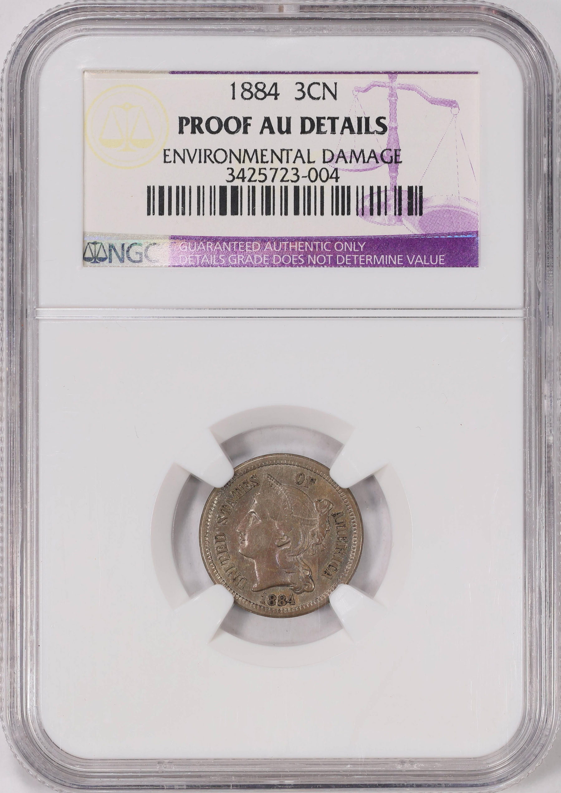 1884 Nickel Three-Cent Piece NGC Proof AU Details (Item 1732206) | GreatCollections Coin Auctions