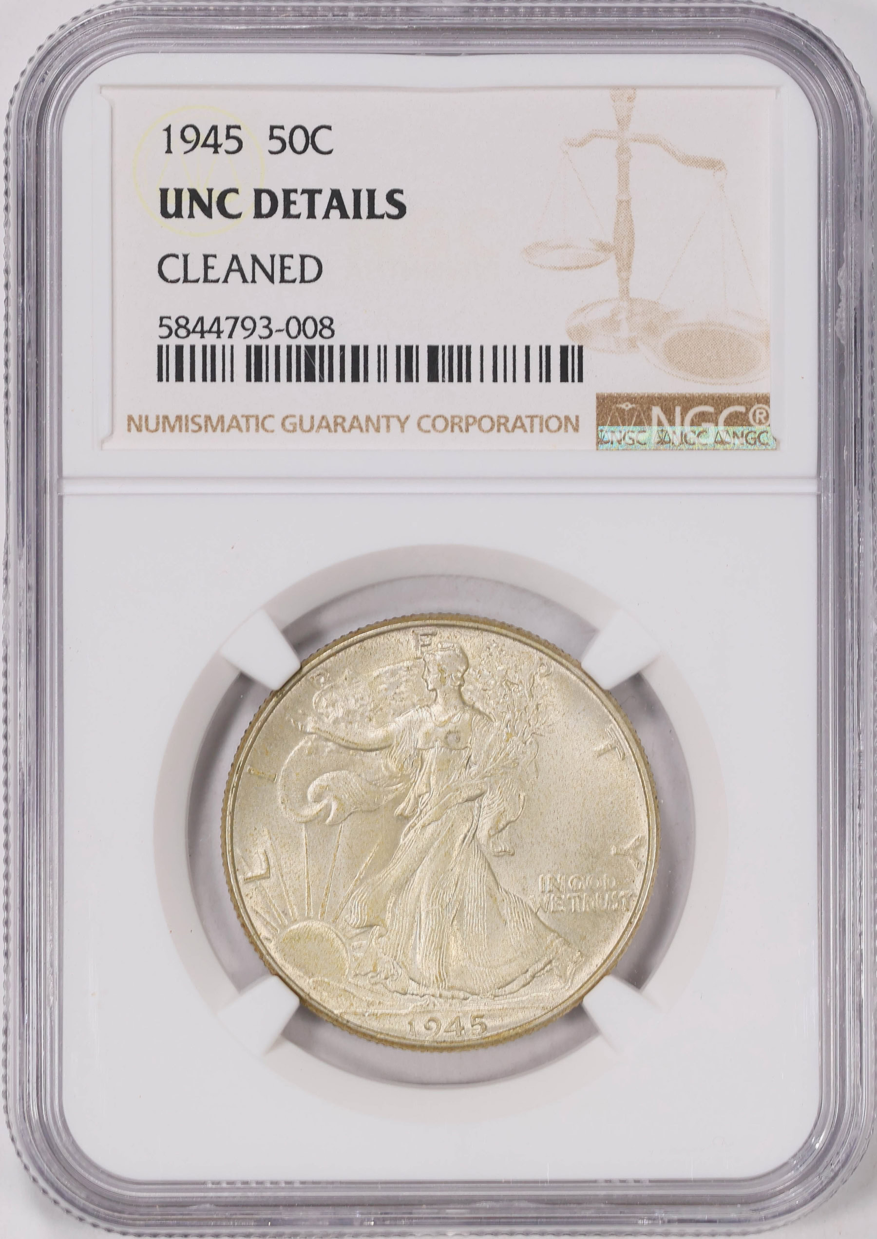 1945 Walking Liberty Half Dollar NGC Unc Details (Item 1732229) | GreatCollections Coin Auctions