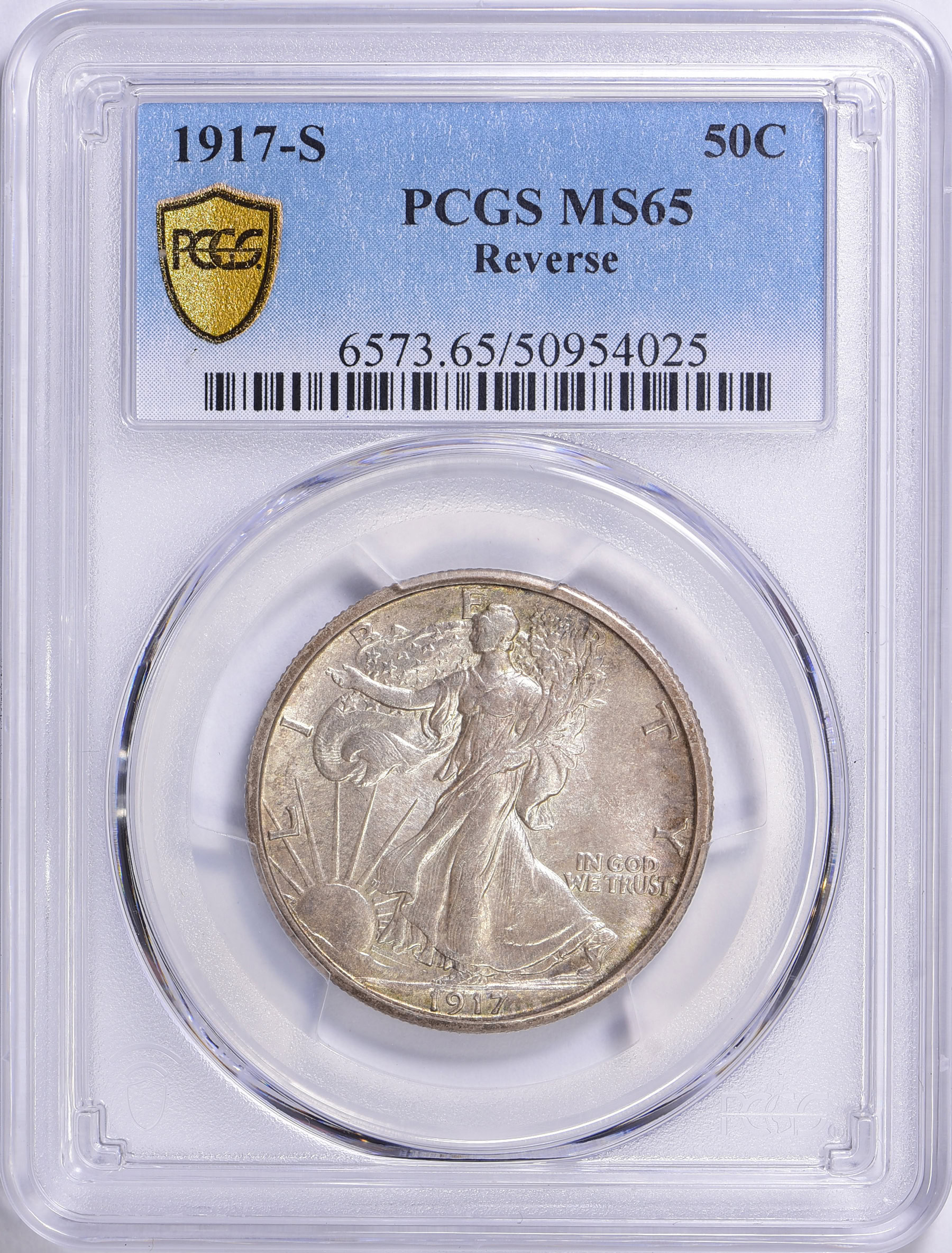 1917-S Walking Liberty Half Dollar Reverse Mintmark PCGS MS-65 (Item 1732246) | GreatCollections ...