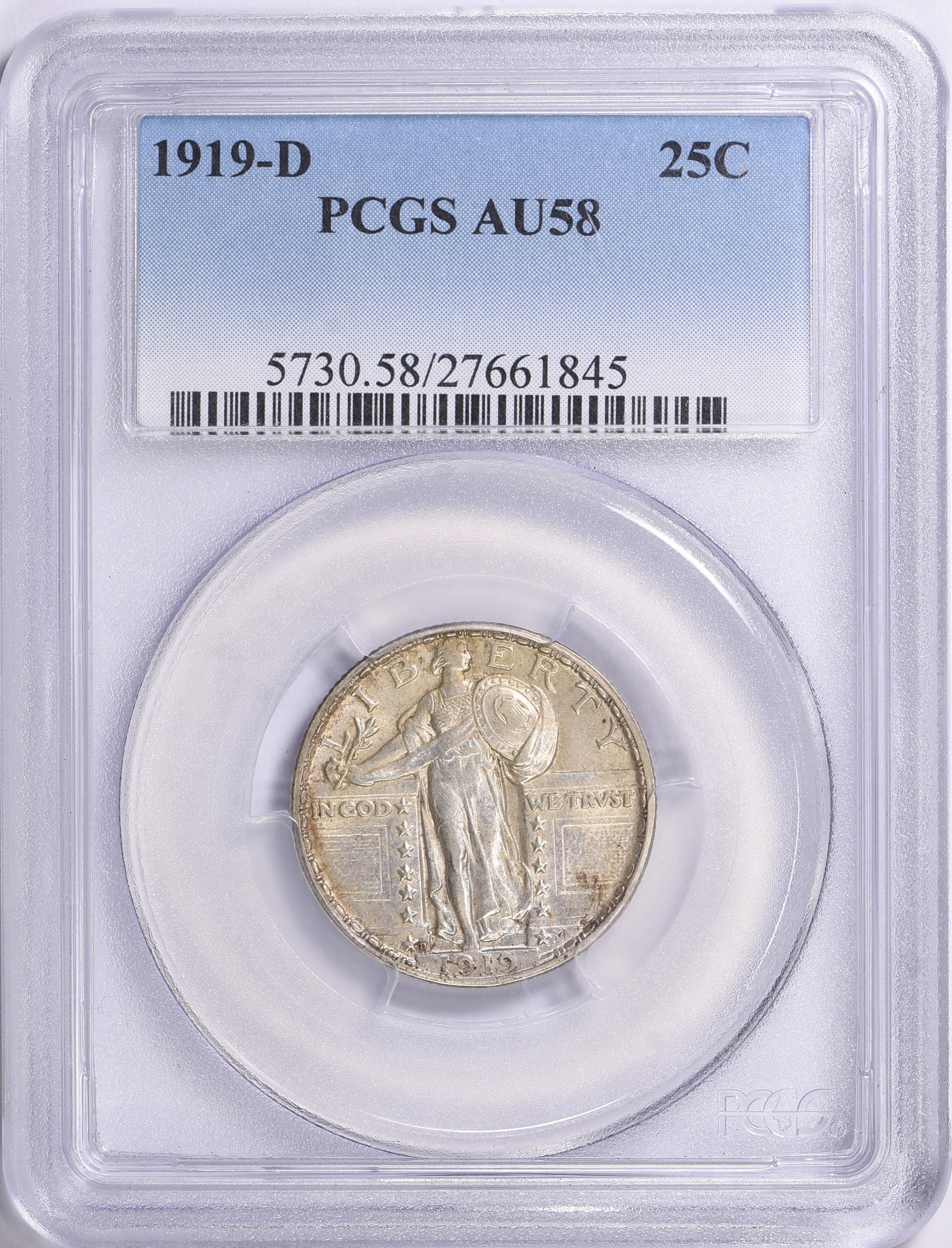 1919-D Standing Liberty Quarter PCGS AU-58 (Item 1732277) | GreatCollections Coin Auctions