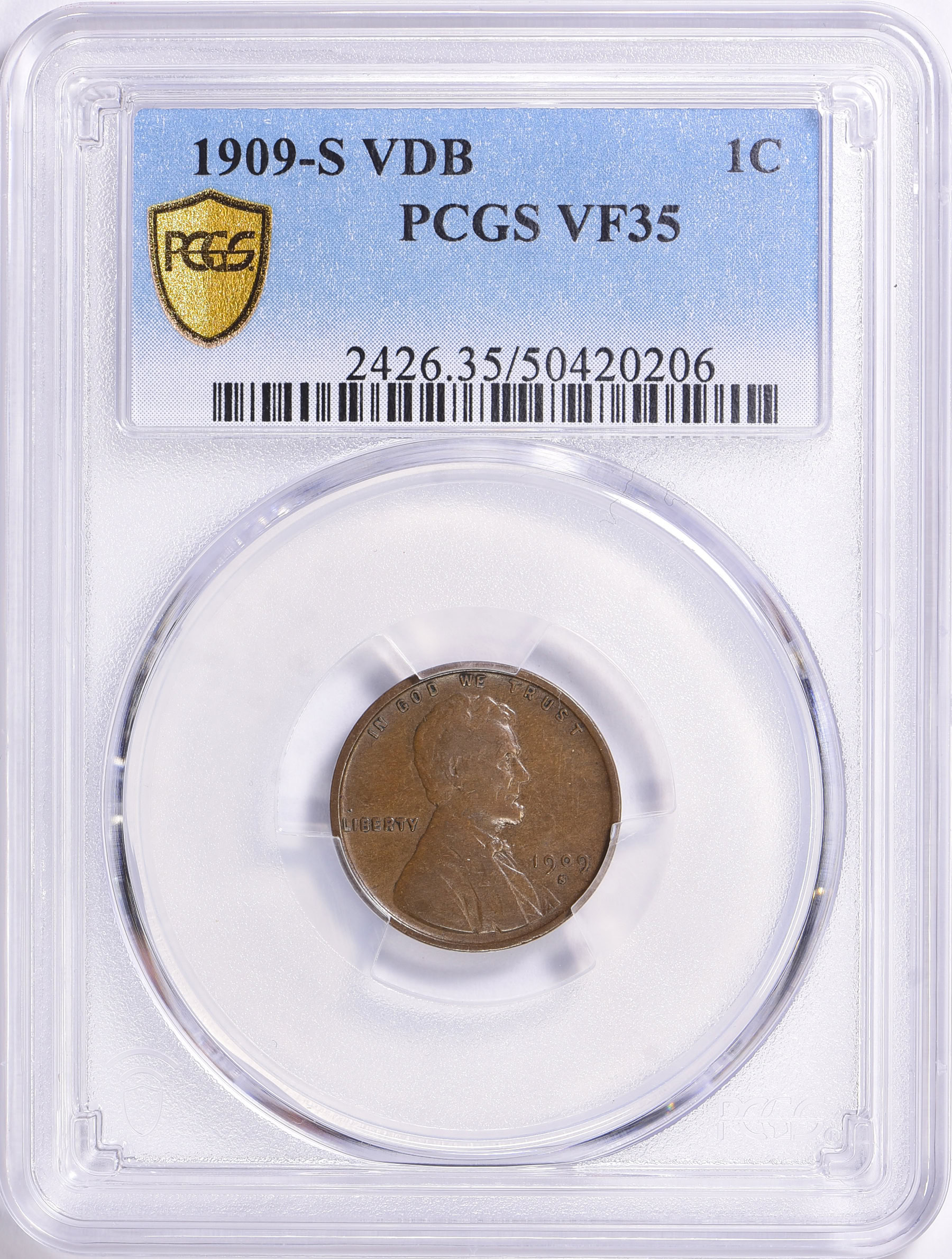 1909-S Lincoln Cent V.D.B. PCGS VF-35 BN (Item 1732308 ...