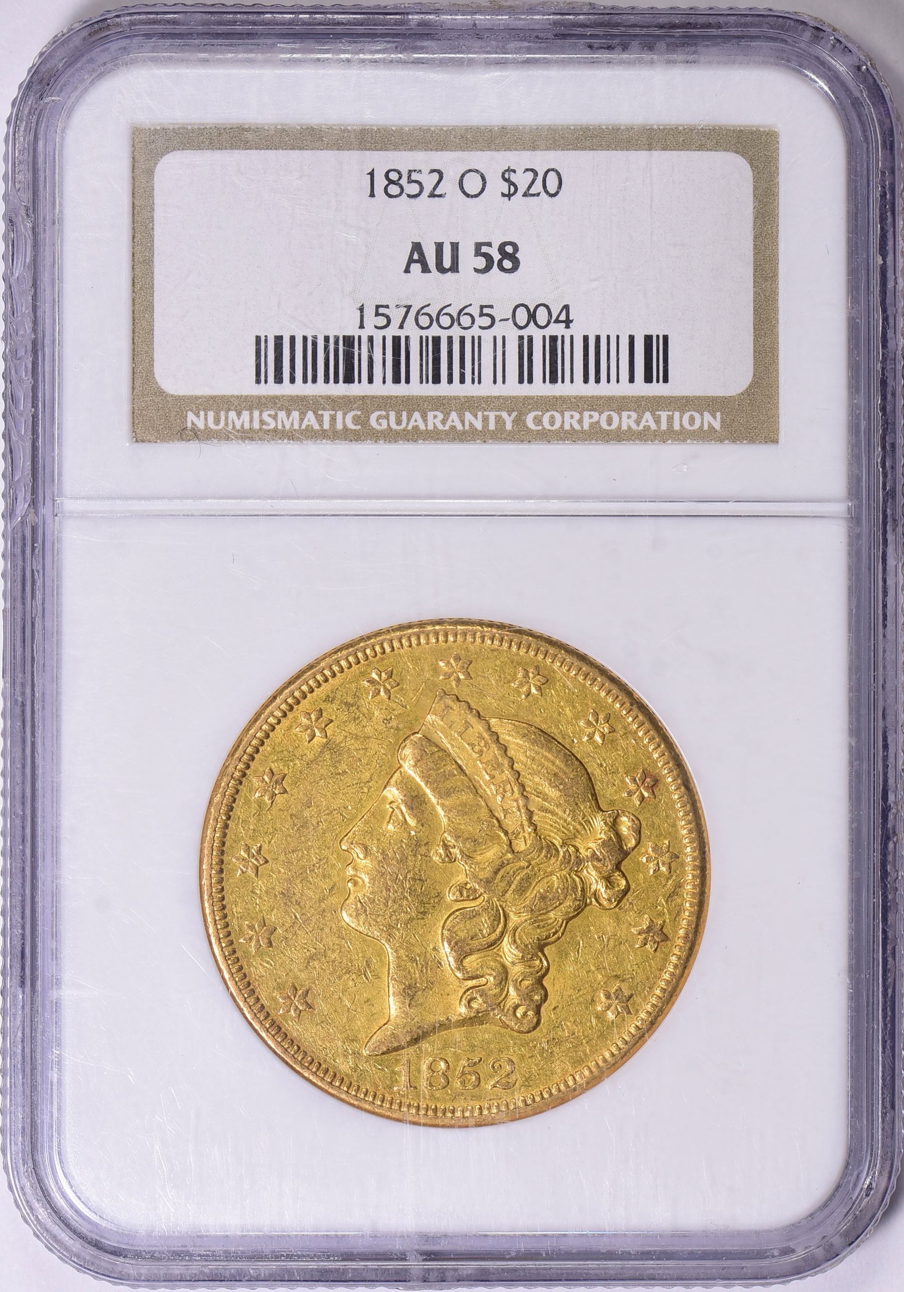 1852-O Liberty Gold Double Eagle NGC AU-58 (Item 1732321) | GreatCollections Coin Auctions