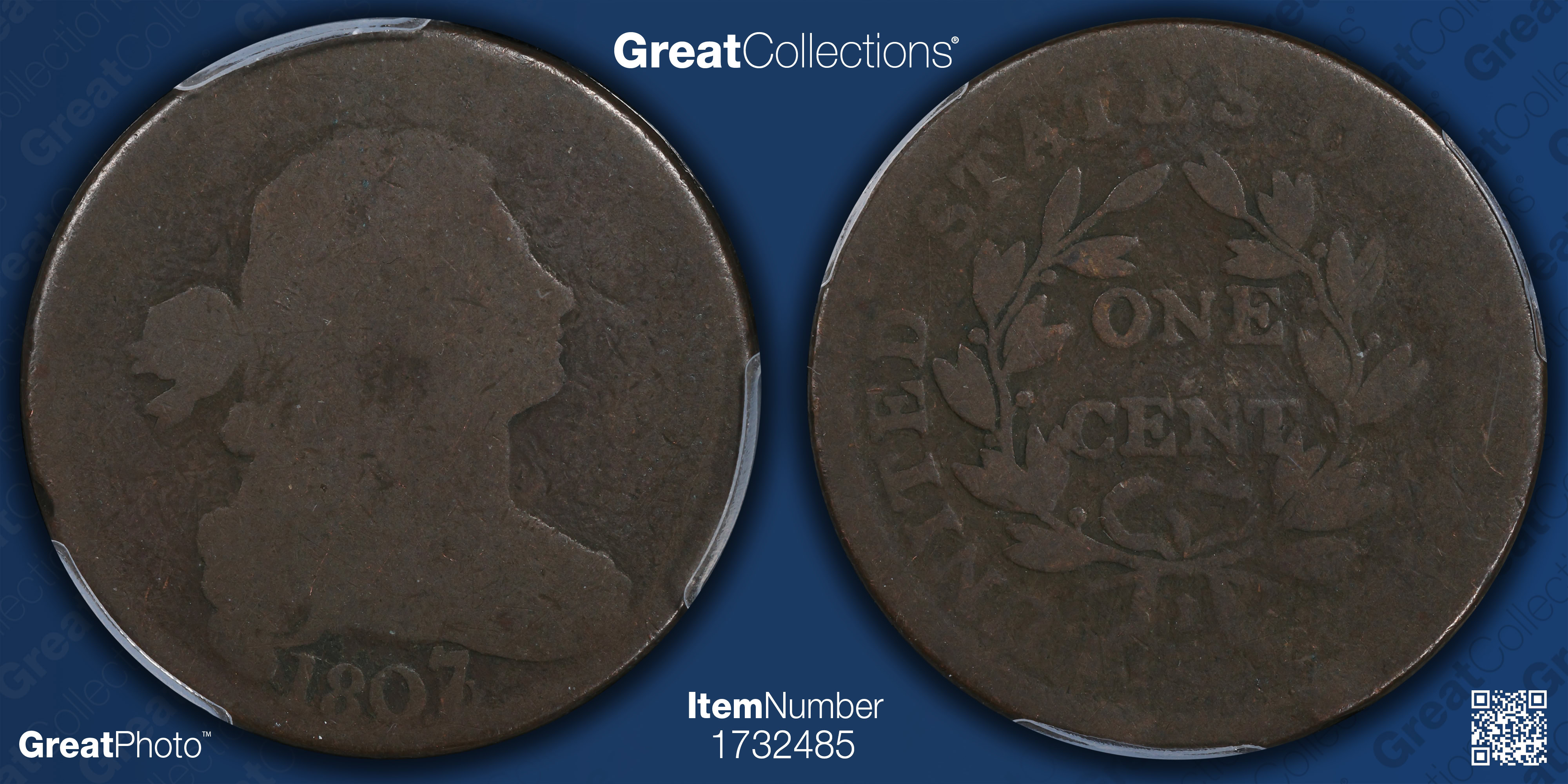 1807/6 Draped Bust Cent Large 1807 PCGS FR-02 BN (Item 1732485 ...