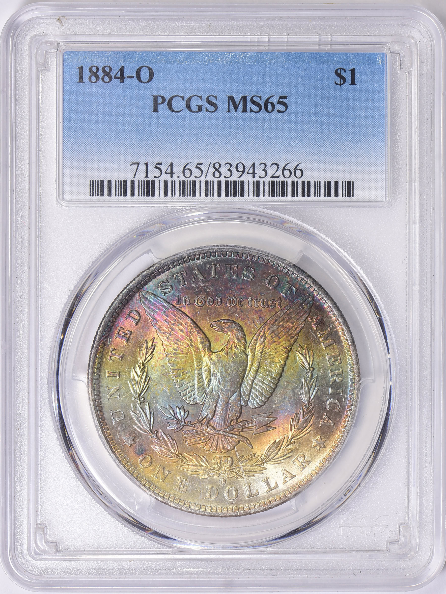 1884-O Morgan Silver Dollar PCGS MS-65 (Toned) (Item 1732500) | GreatCollections Coin Auctions