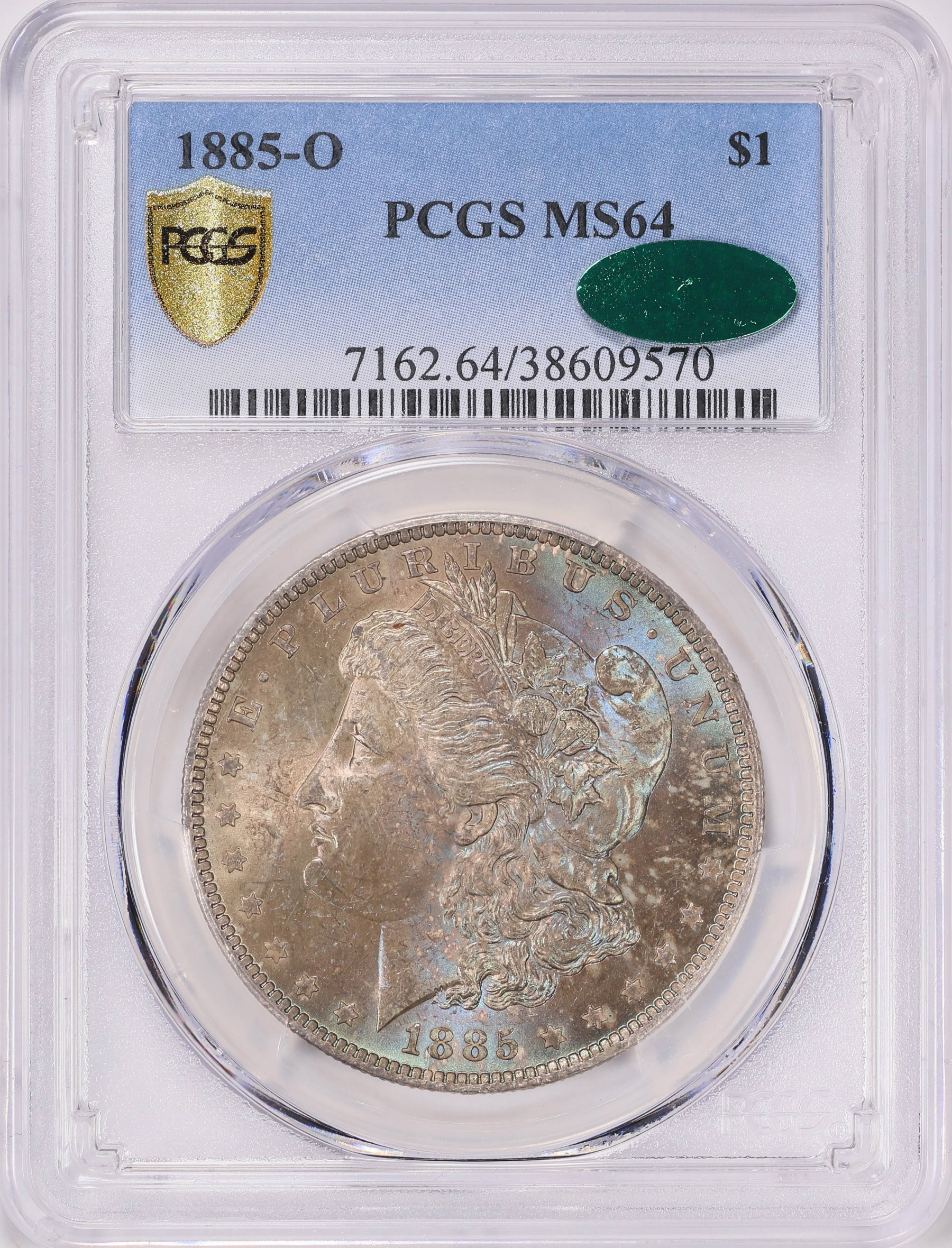 1885-O Morgan Silver Dollar PCGS MS-64 (CAC Green) (Toned) (Item 1732574) | GreatCollections ...