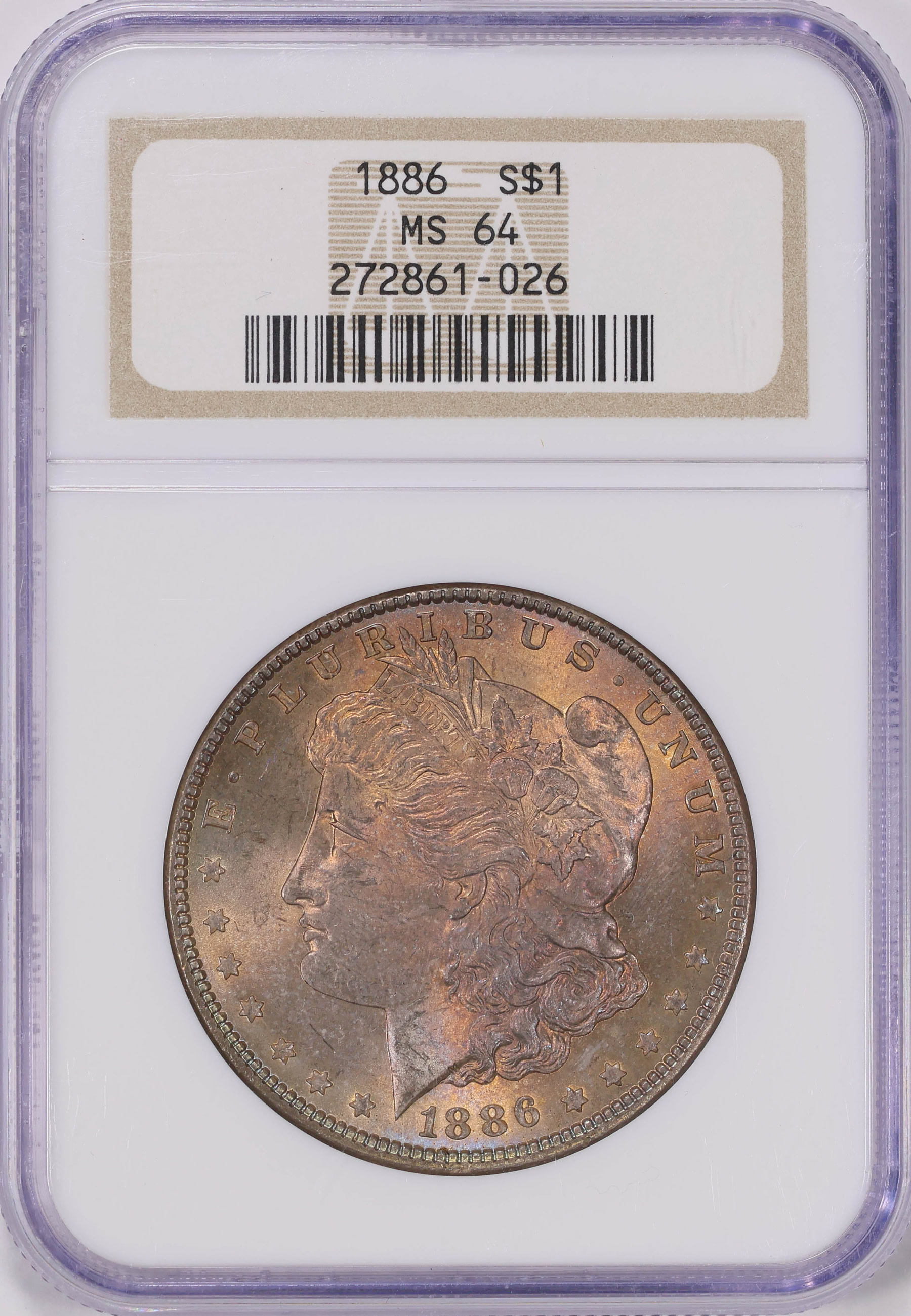 1886 Morgan Silver Dollar NGC MS-64 (Toned) (Item 1732580) | GreatCollections Coin Auctions